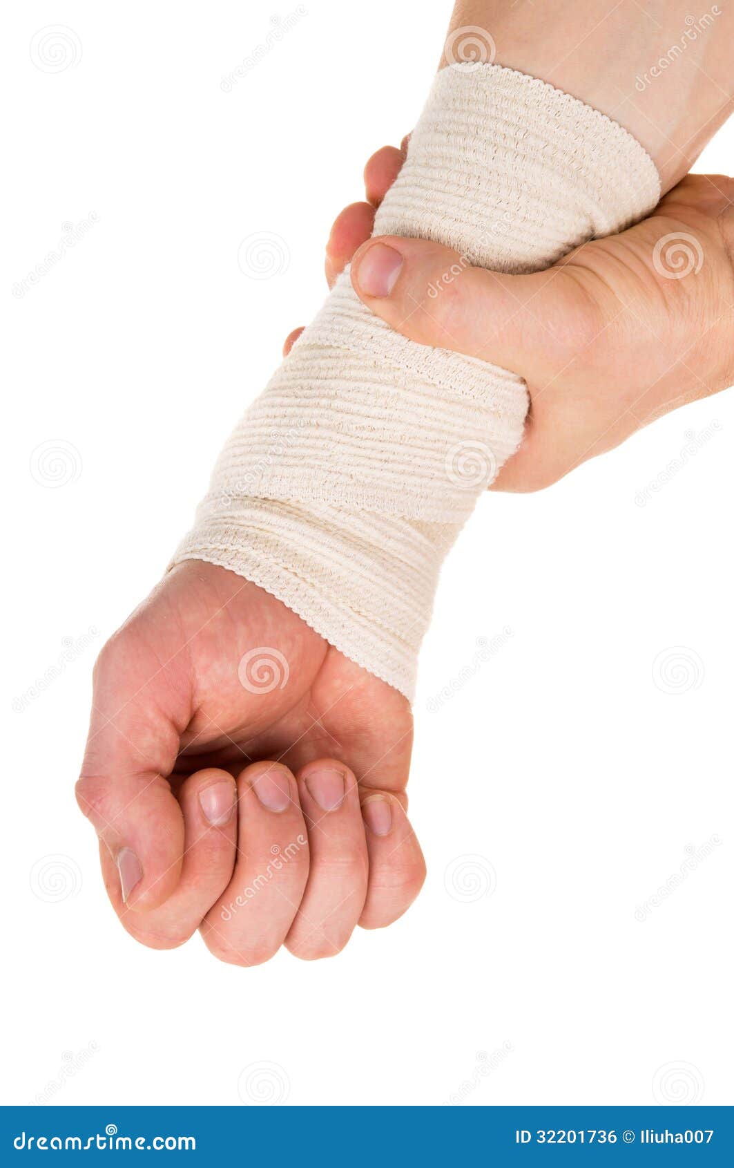 Het Verbinden Van De Hand Met Een Elastisch Verband Stock Foto - Image ...