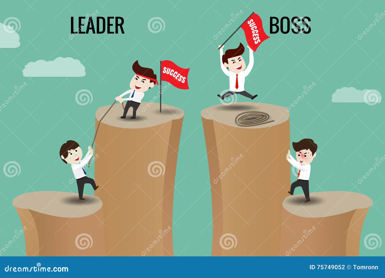 Het Verschil Tussen Leider En Werkgever Vector Illustratie ...