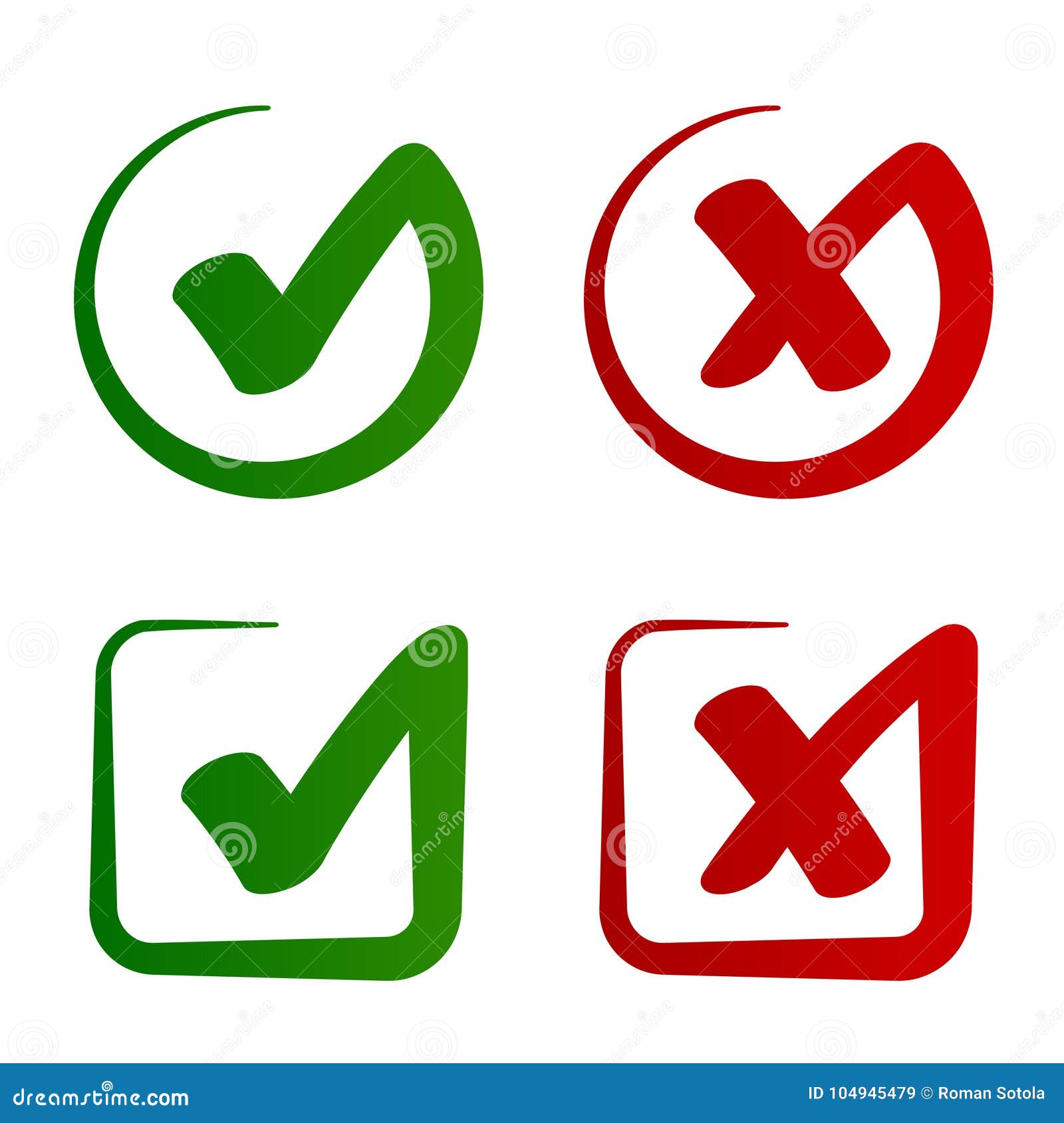 Het Vinkje Keurde Verworpen Symboolvector Goed Vector Illustratie ...