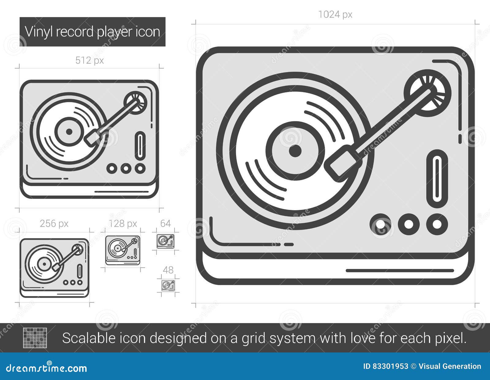 Het Vinylpictogram Van De Platenspelerlijn Vector Illustratie ...