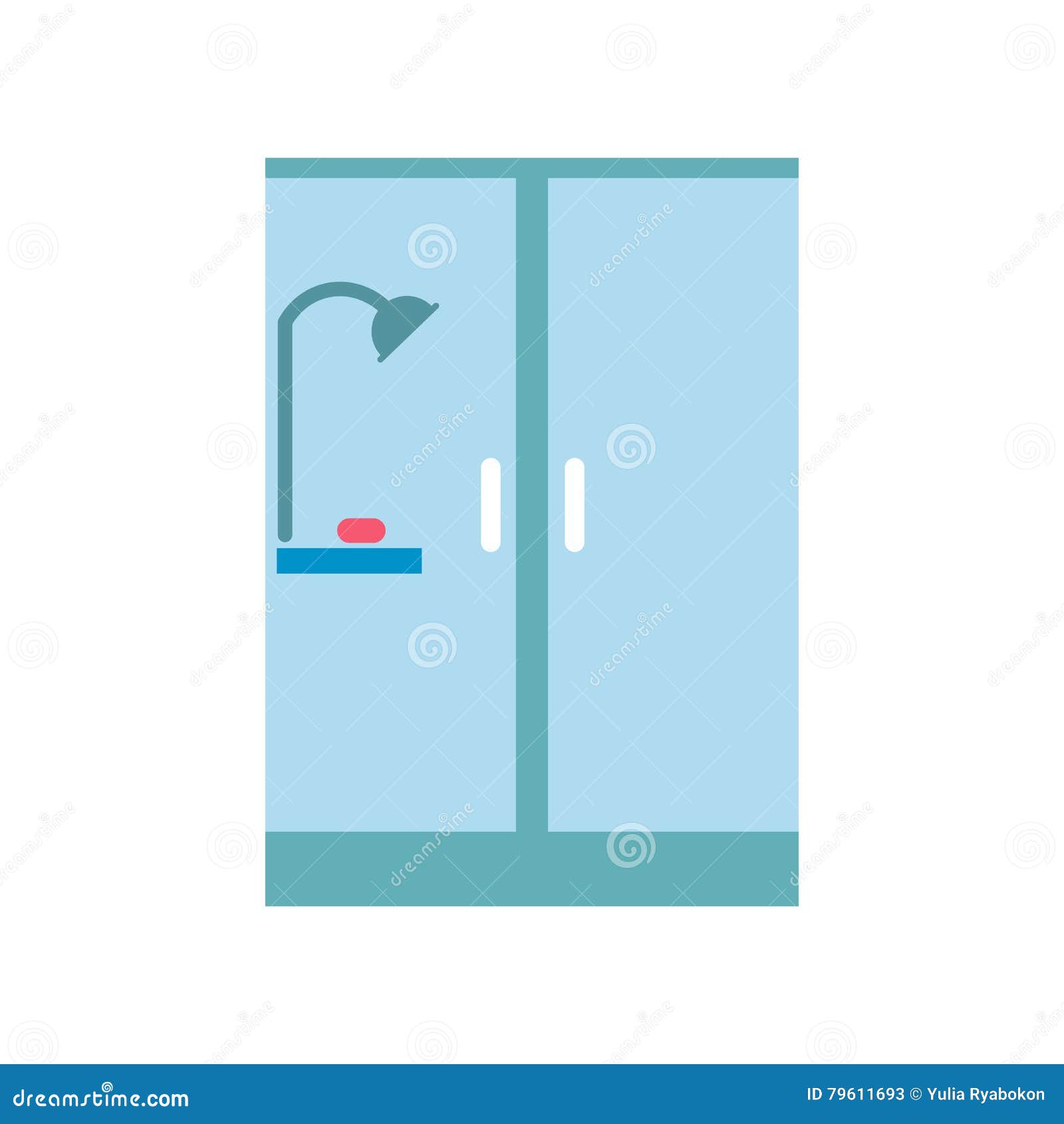 Het Vlakke Pictogram Van De Douchecabine Vector Illustratie ...