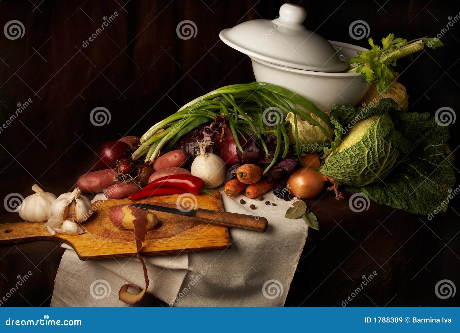 Het voorbereiden van soep stock afbeelding. Image of peper - 1788309