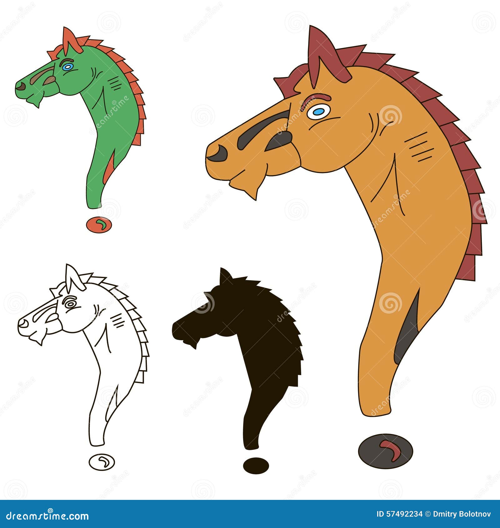 Het Vraagteken in De Vorm Van Een Paard Vector Illustratie ...