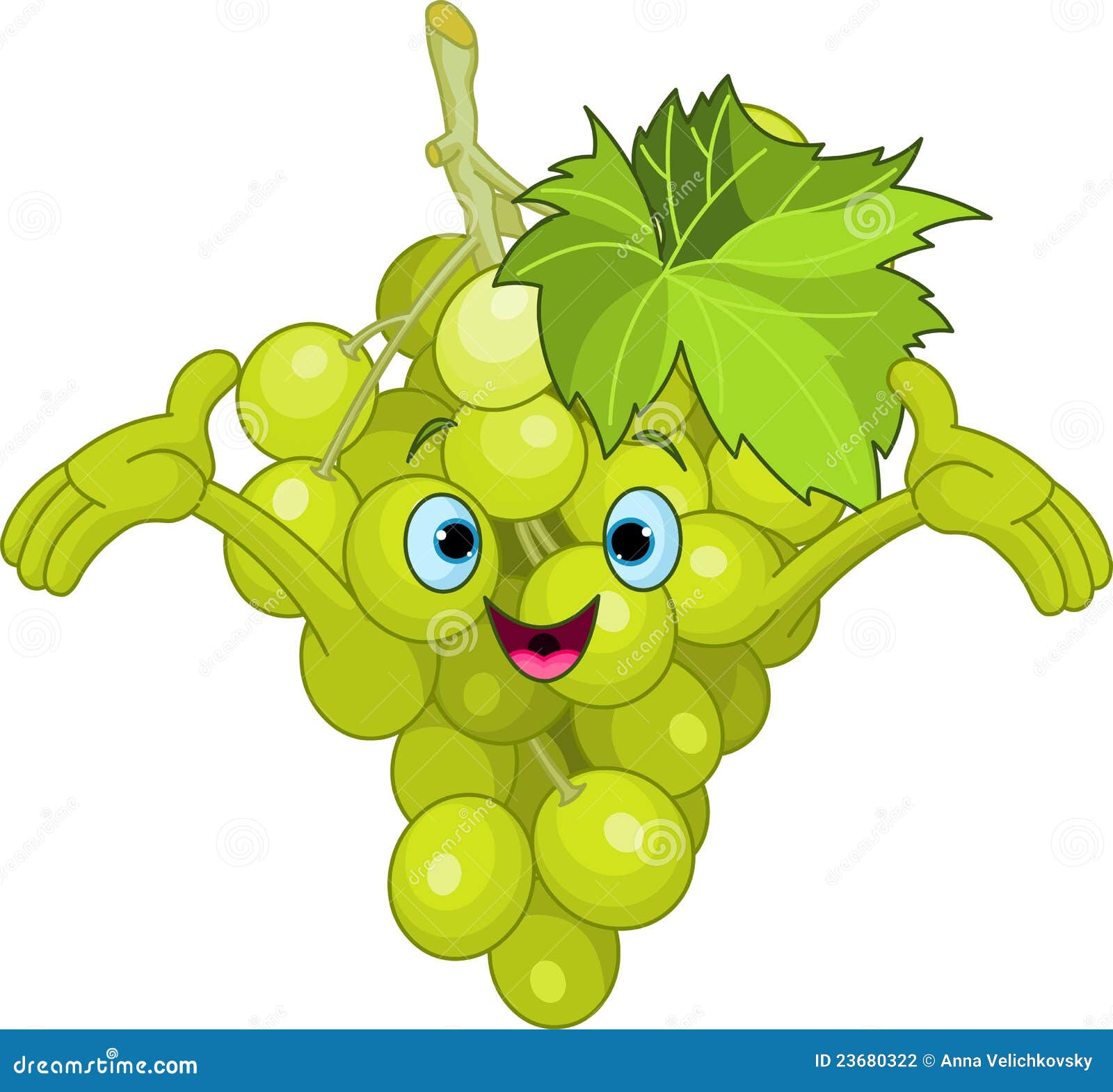 Het Vrolijke Karakter Van De Druif Van Het Beeldverhaal Vector ...