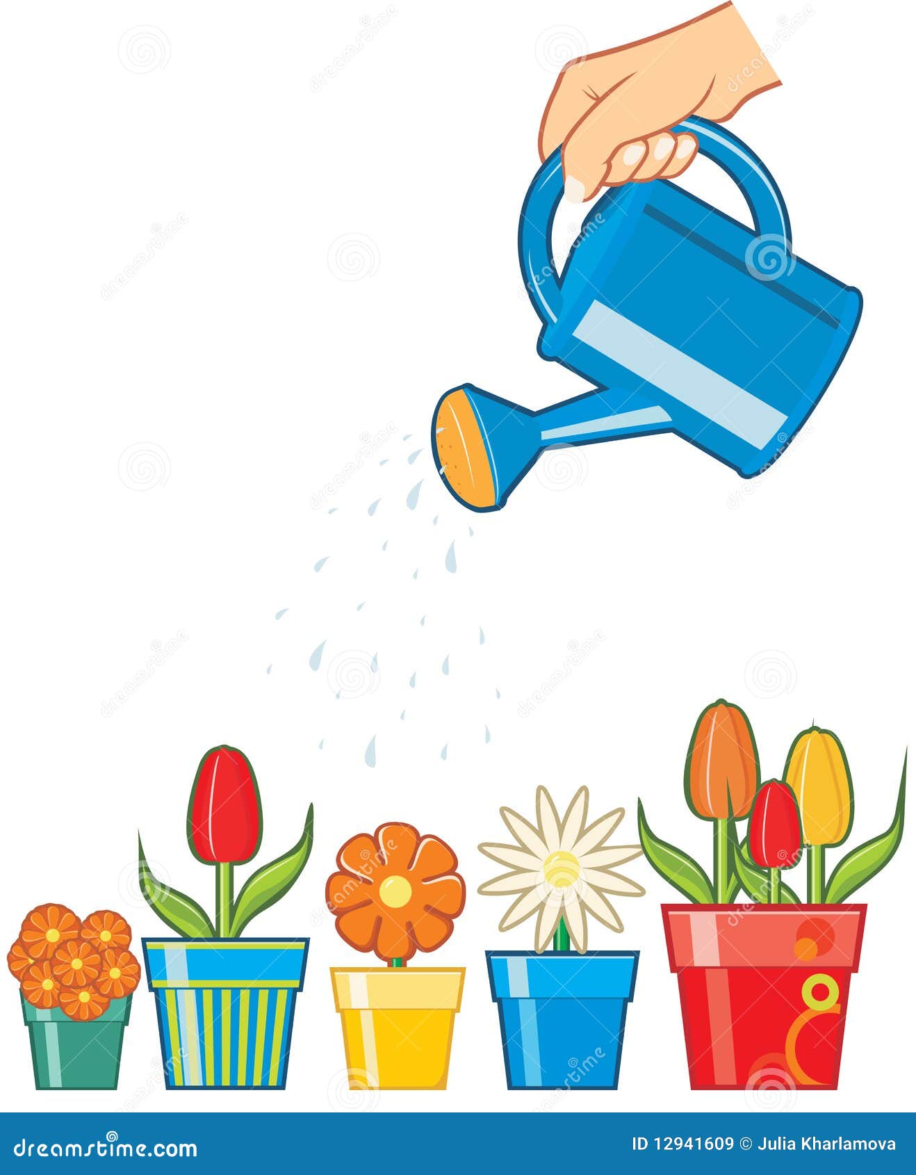 Het Water Geven Van De Hand Bloemen Vector Illustratie - Illustration ...