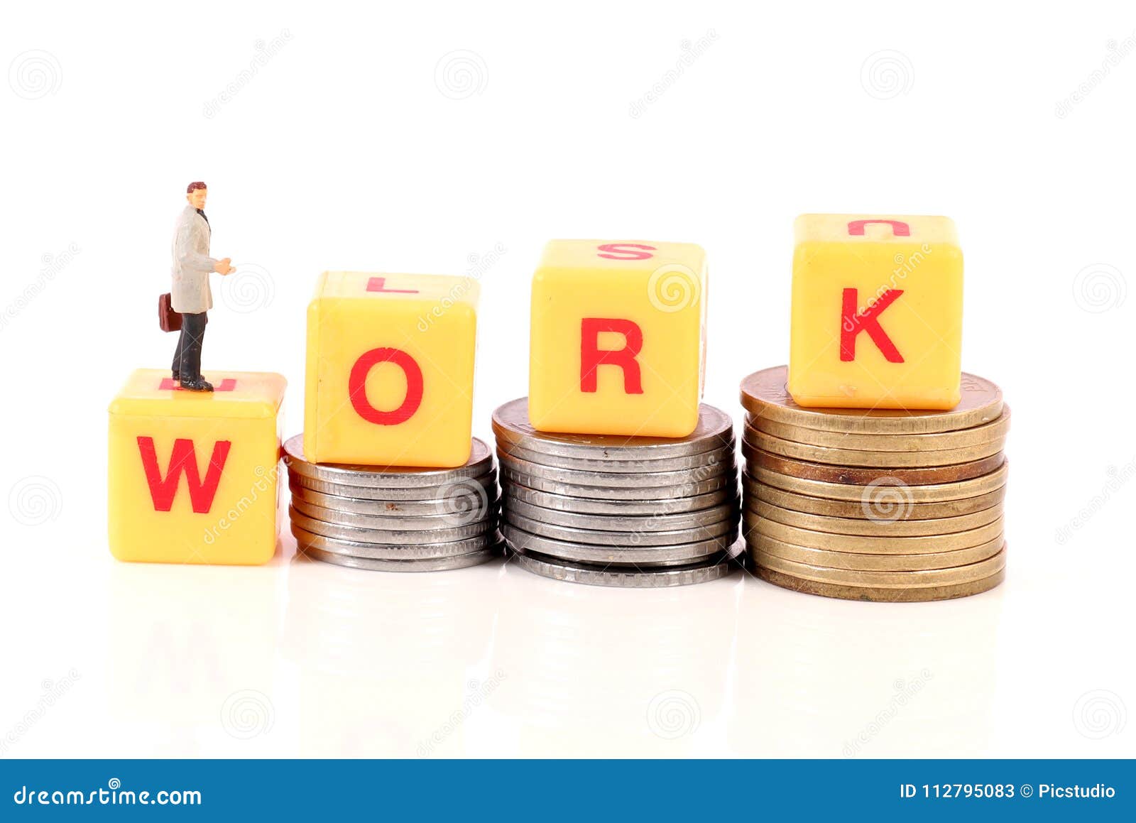 Het werk en geld stock afbeelding. Image of speelgoed - 112795083