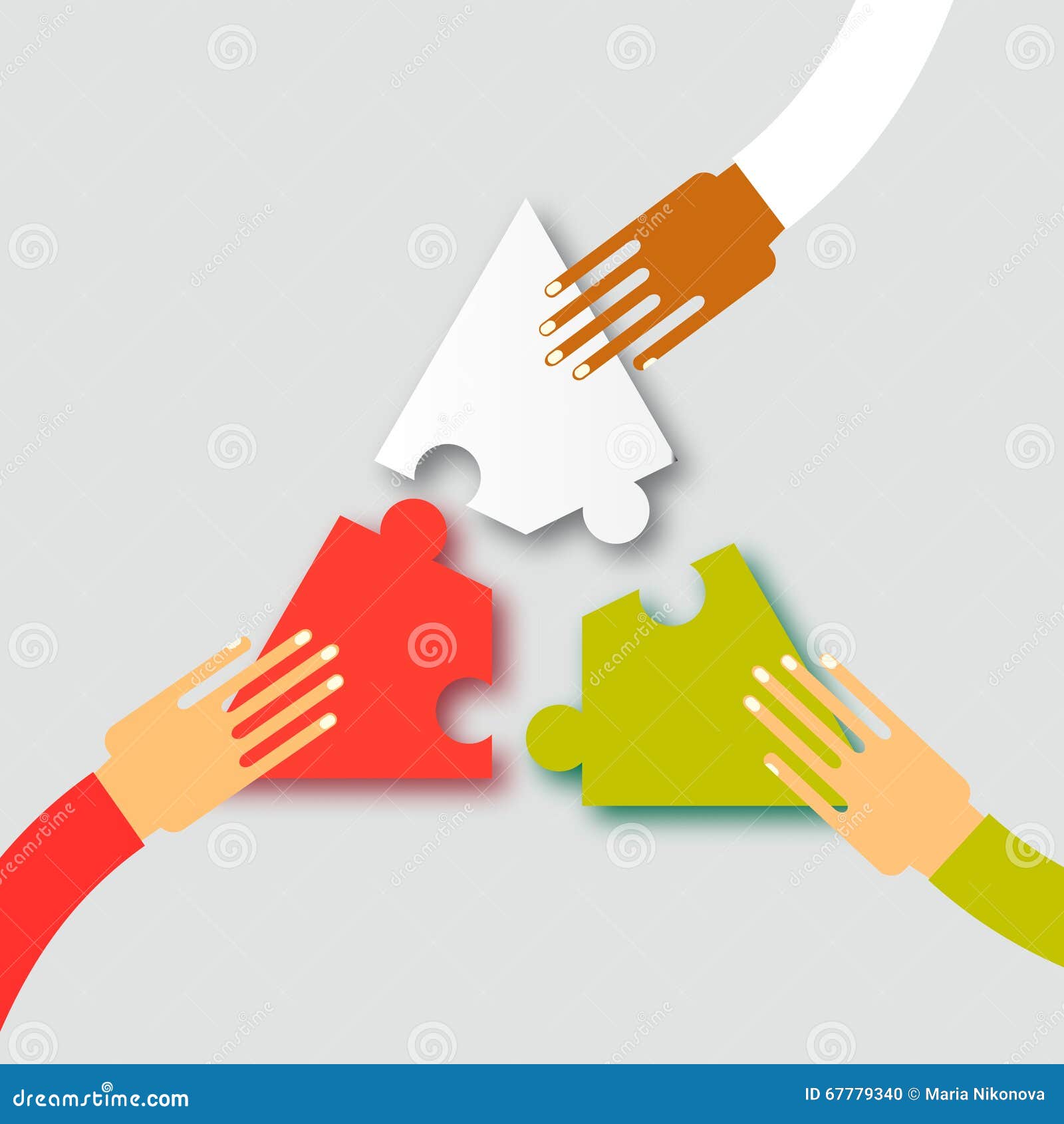 Het Werk Van Het Drie Handen Samen Team Vector Illustratie ...