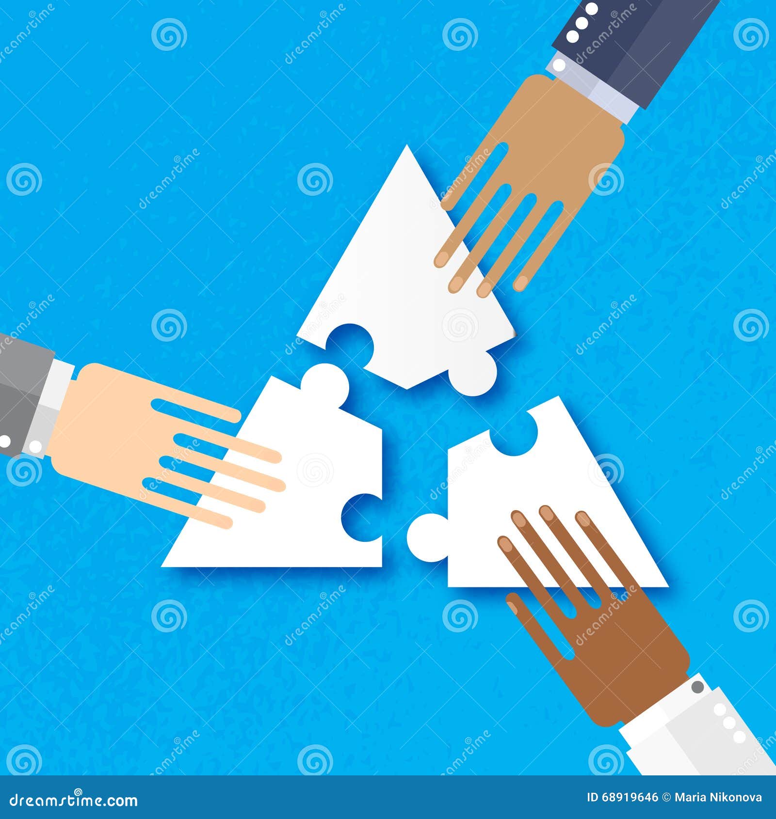 Het Werk Van Het Drie Handen Samen Team Vector Illustratie ...