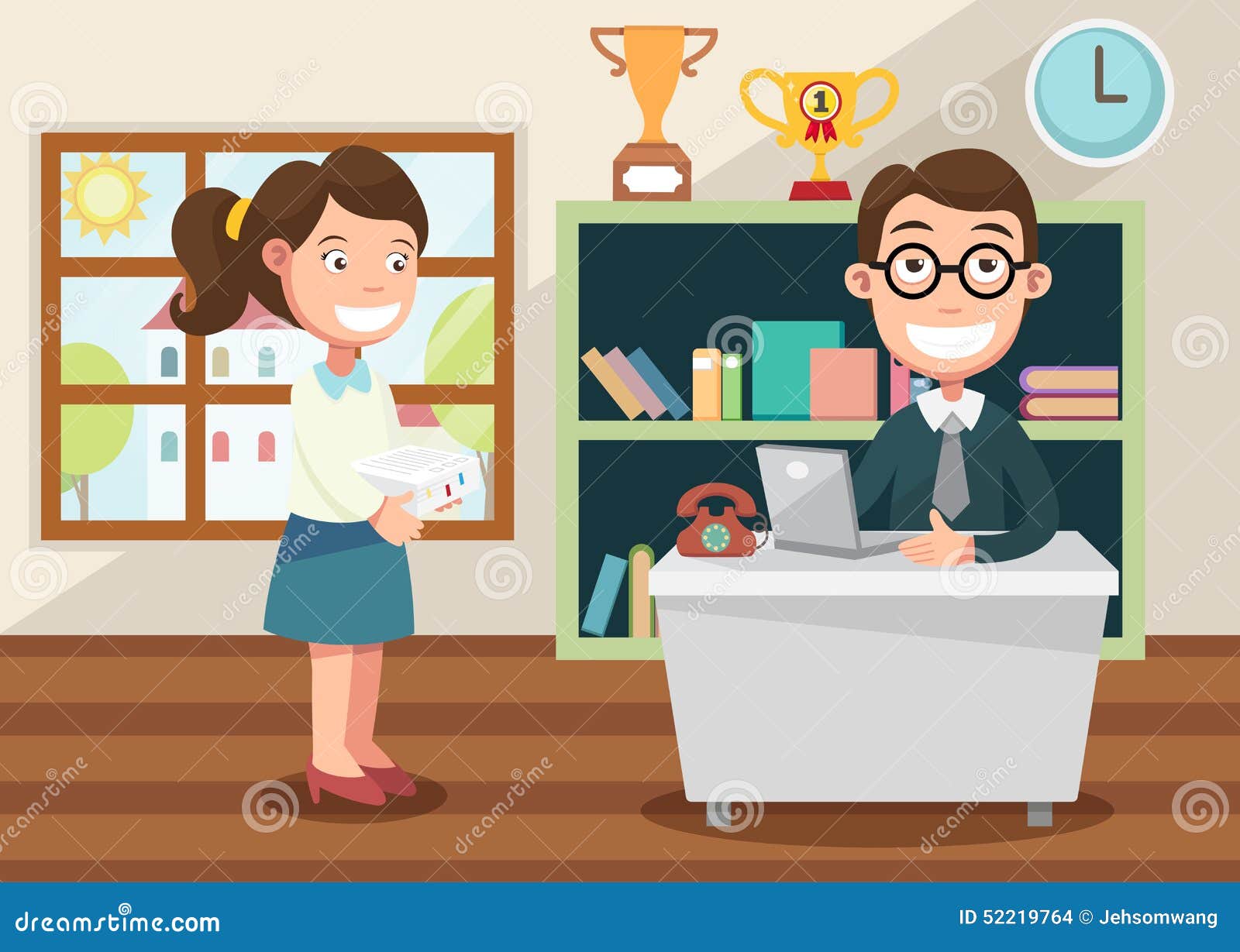 Het werken in bureau vector illustratie. Illustration of menselijk ...