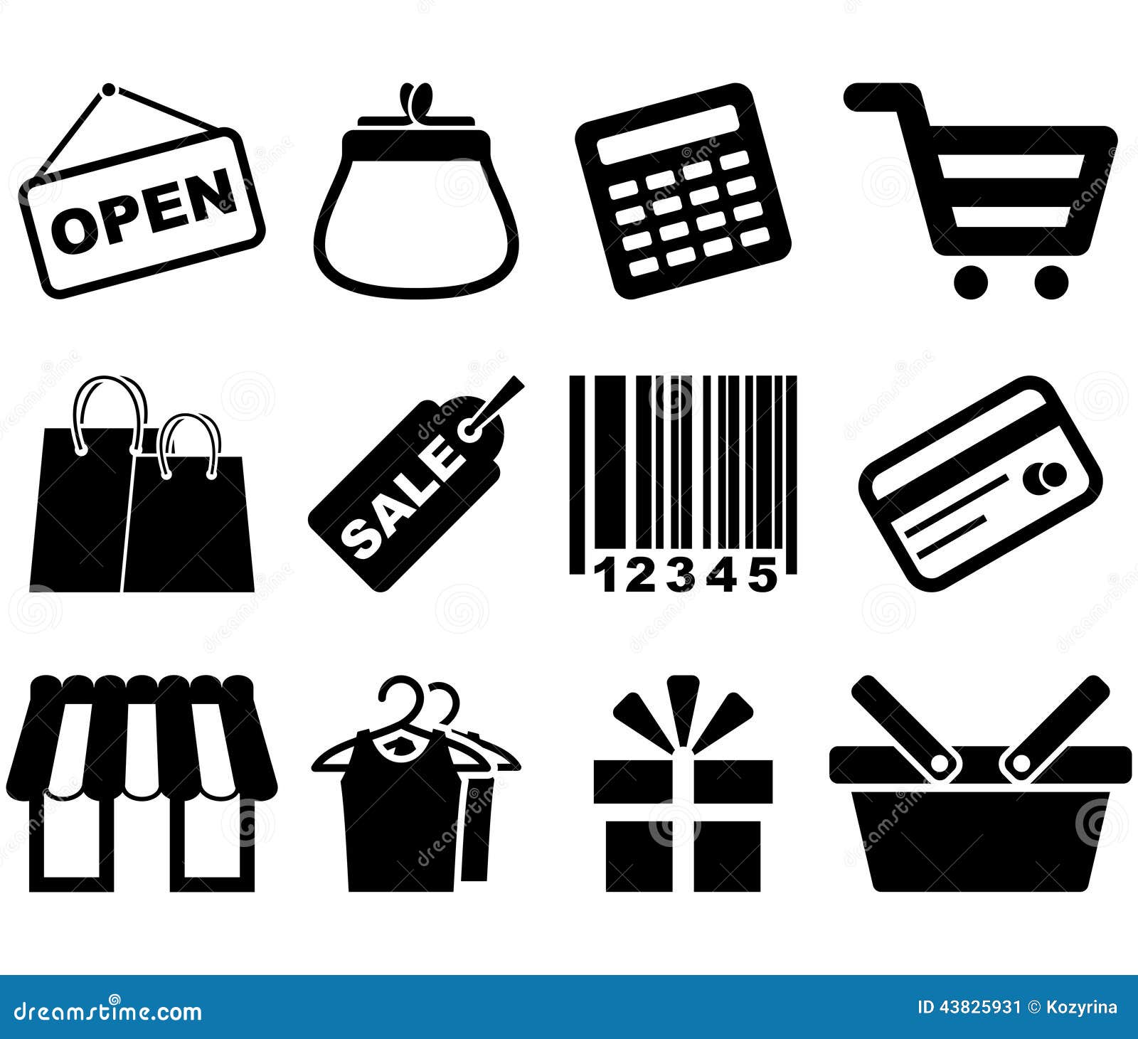 Het Winkelen De Reeks Van Het Pictogram Vector Illustratie ...