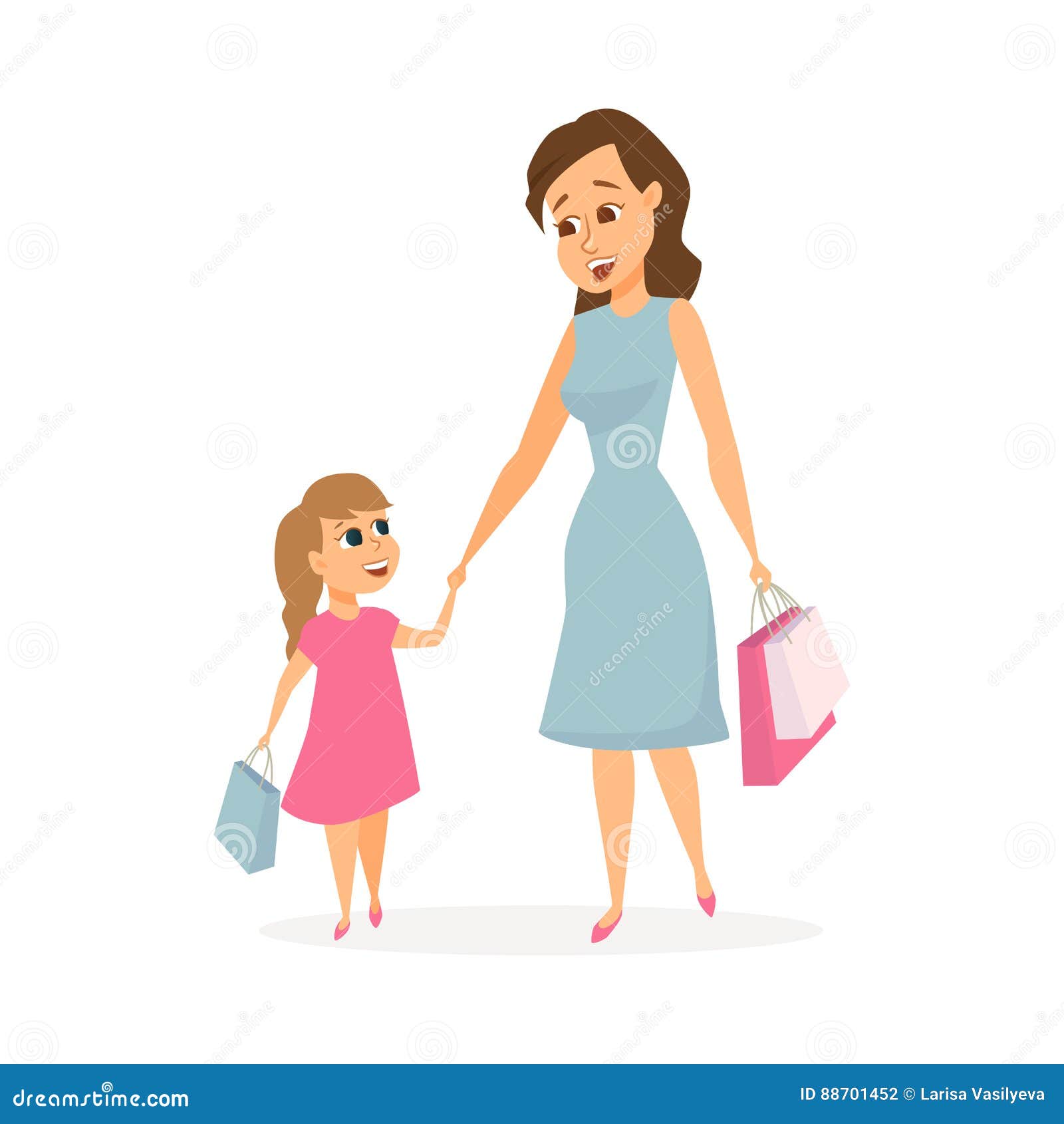 Het Winkelen Van De Moeder En Van De Dochter Vector Illustratie ...