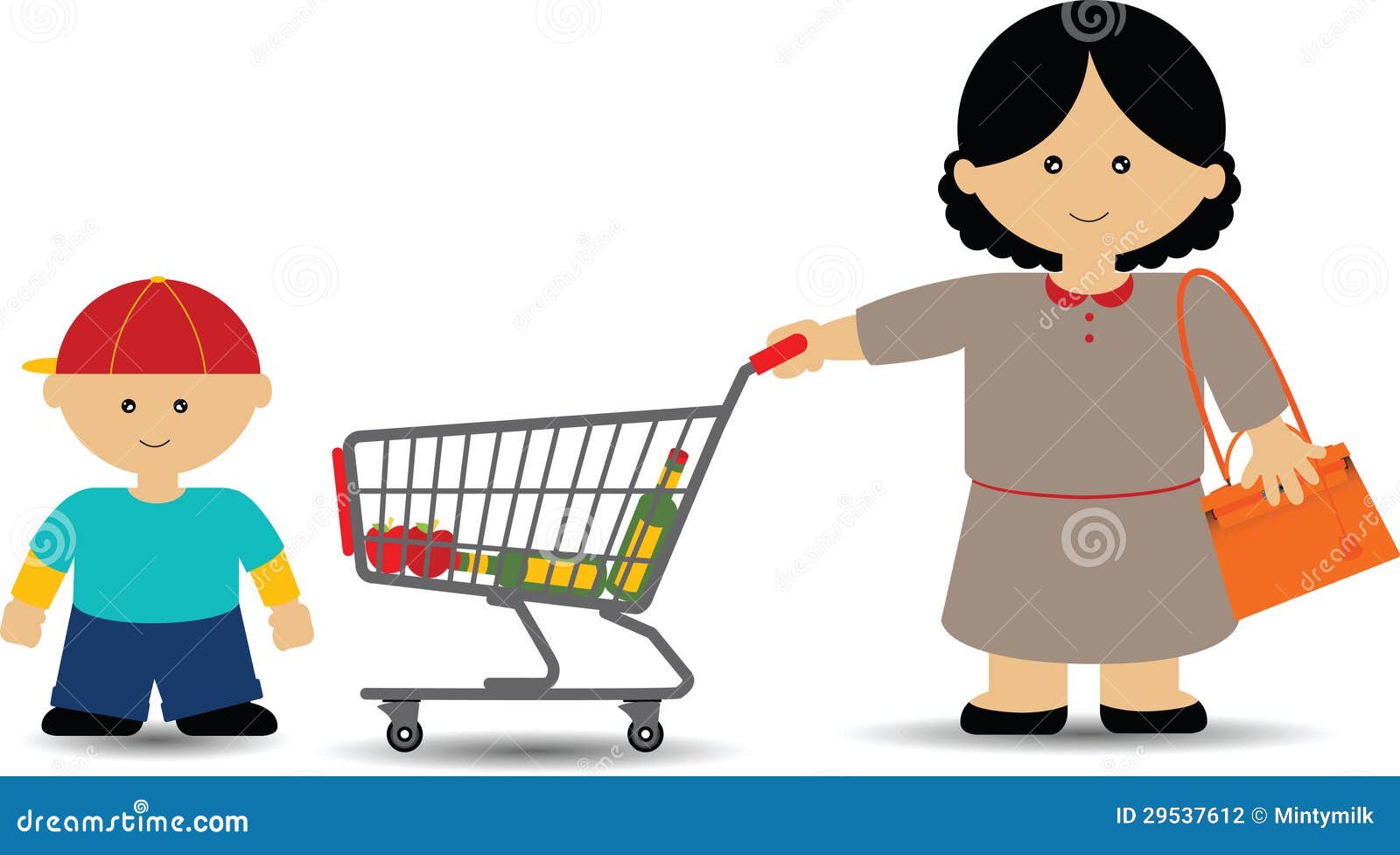 Het Winkelen Van De Moeder En Van De Zoon Stock Illustratie ...