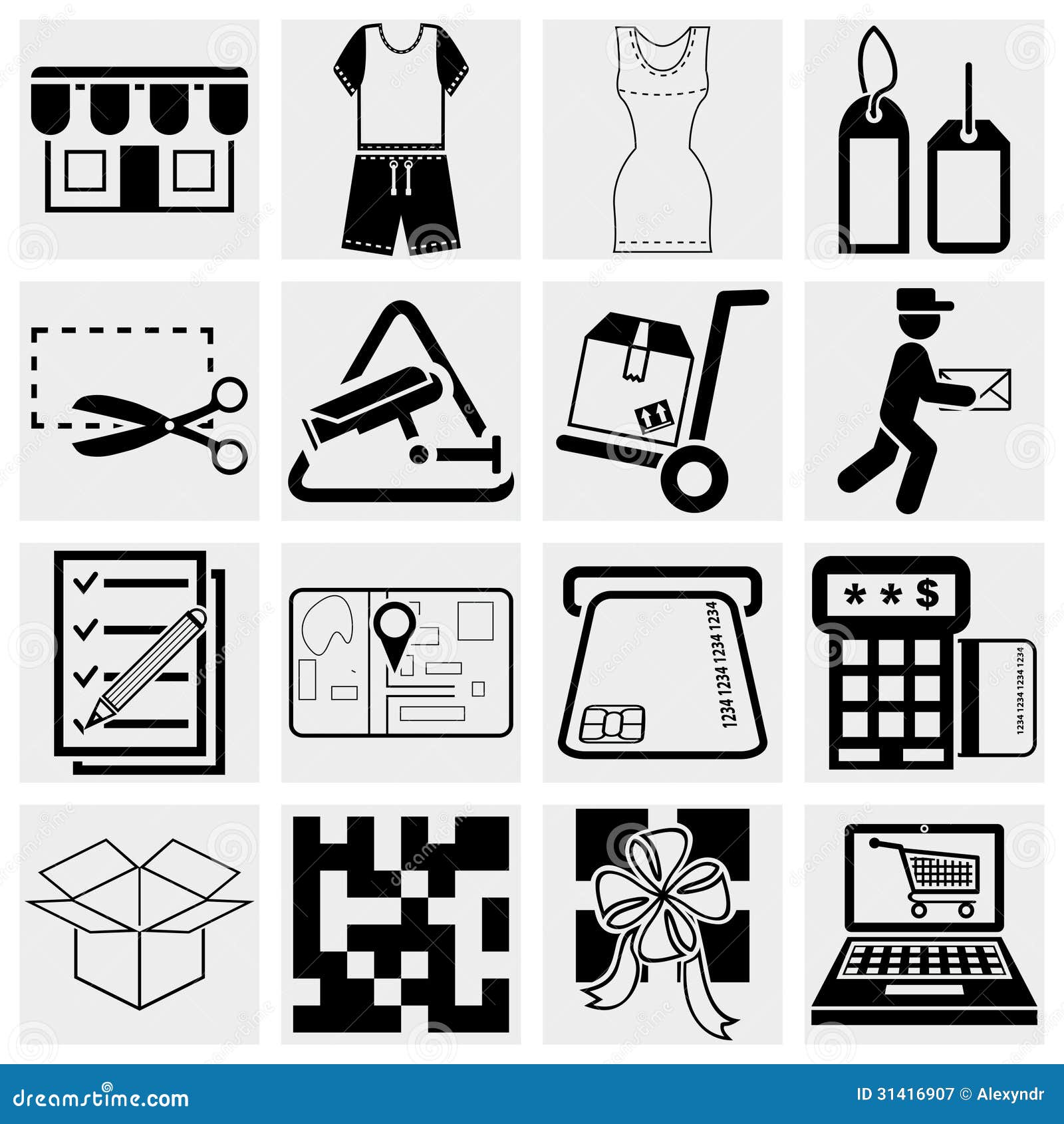 Het Winkelen Vector Geplaatste Pictogrammen. Vector Illustratie ...