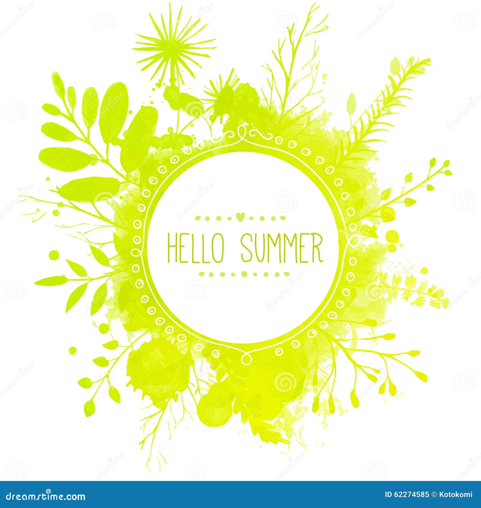 Het Witte Kader Van De Krabbelcirkel Met De Tekst Hello Zomer Vector ...