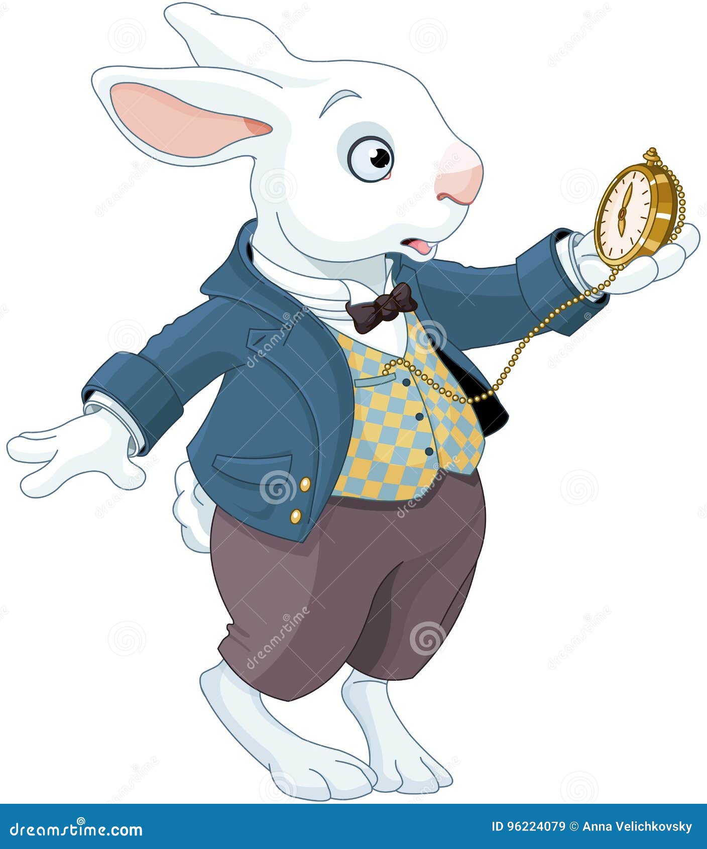 Het Witte Konijn Houdt Horloge Vector Illustratie - Illustration of ...