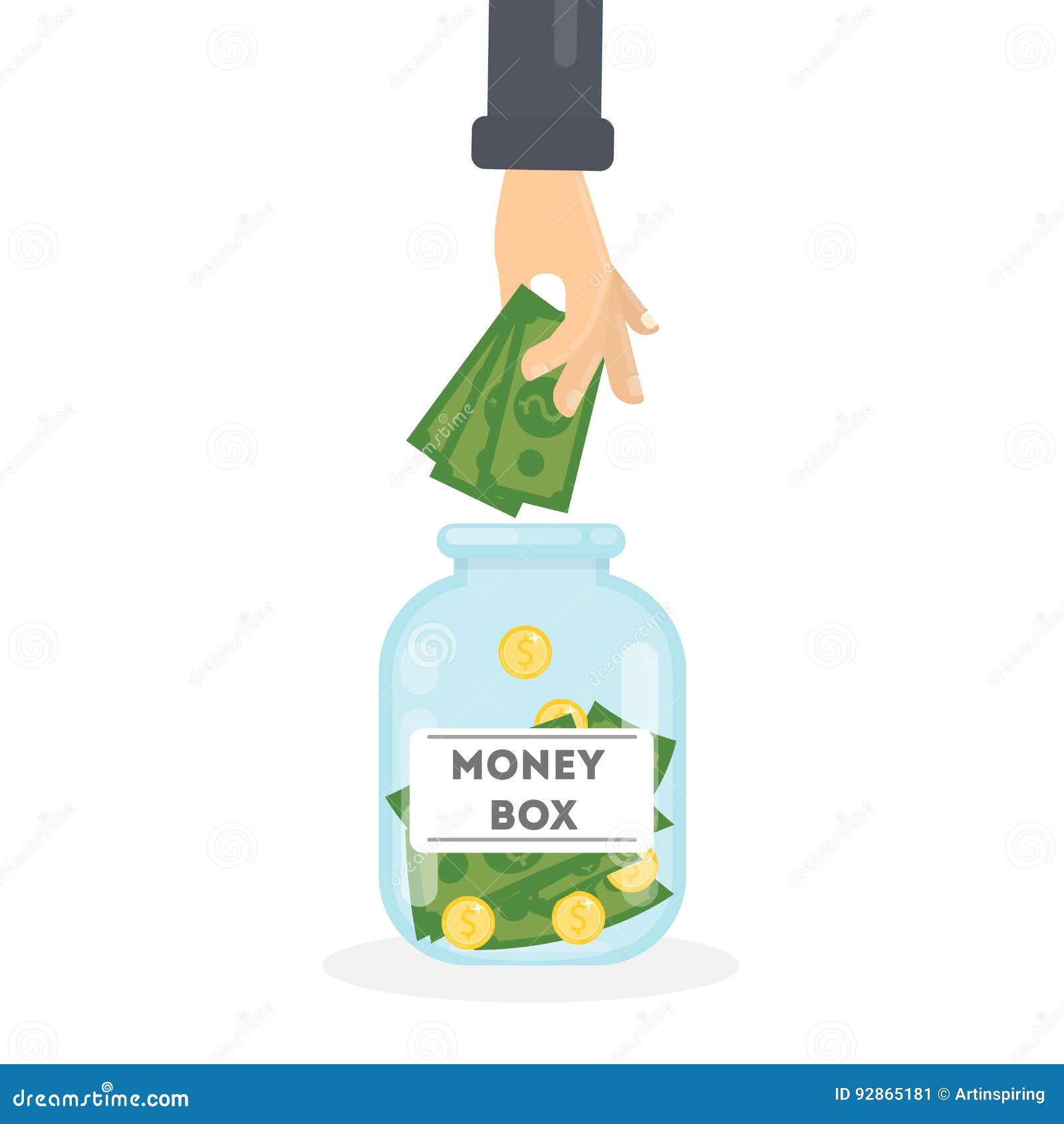 Het Zetten Van Geld in Doos Vector Illustratie - Illustration of zaken ...