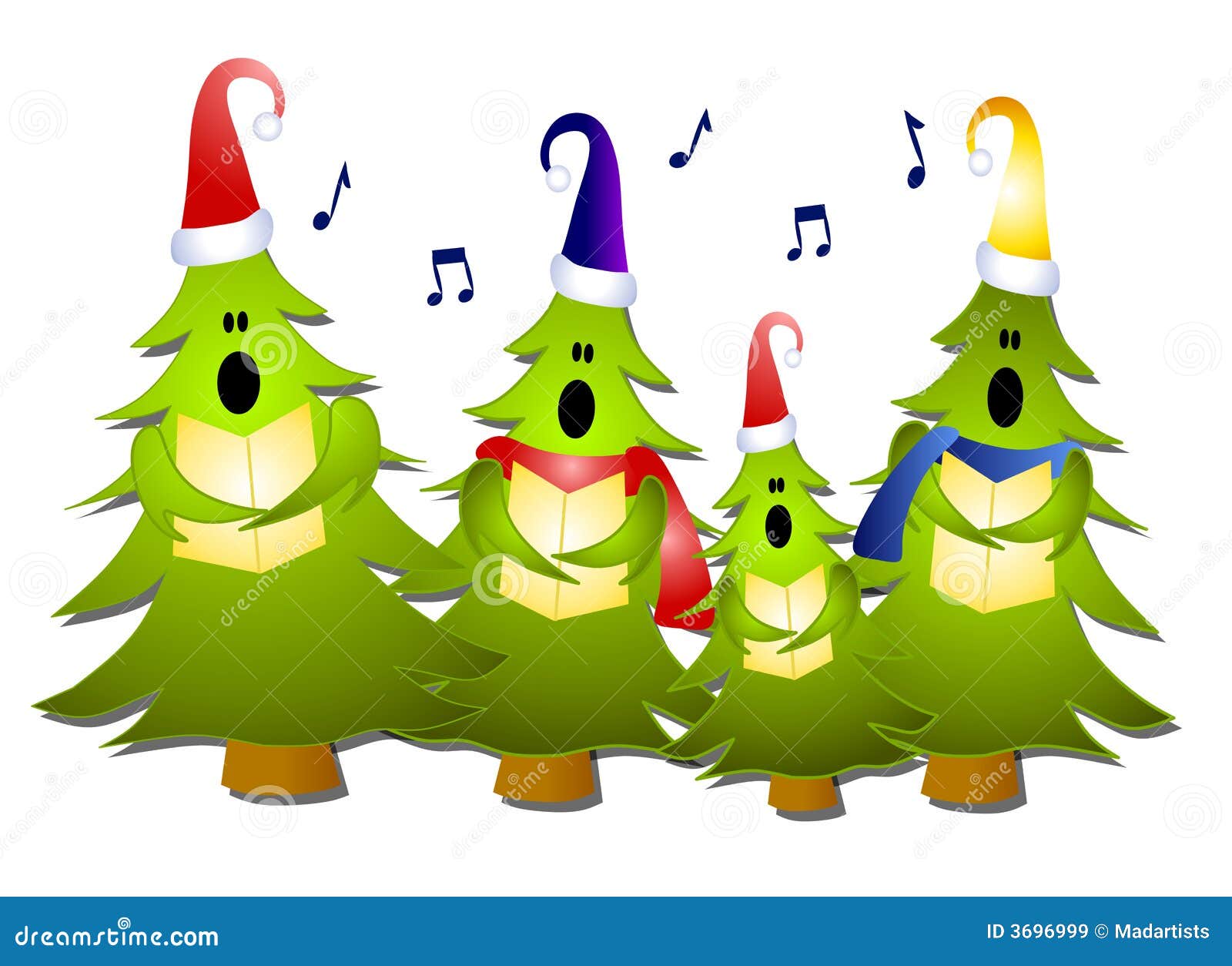 Het Zingen Van Carolers Van De Kerstboom Stock Illustratie ...
