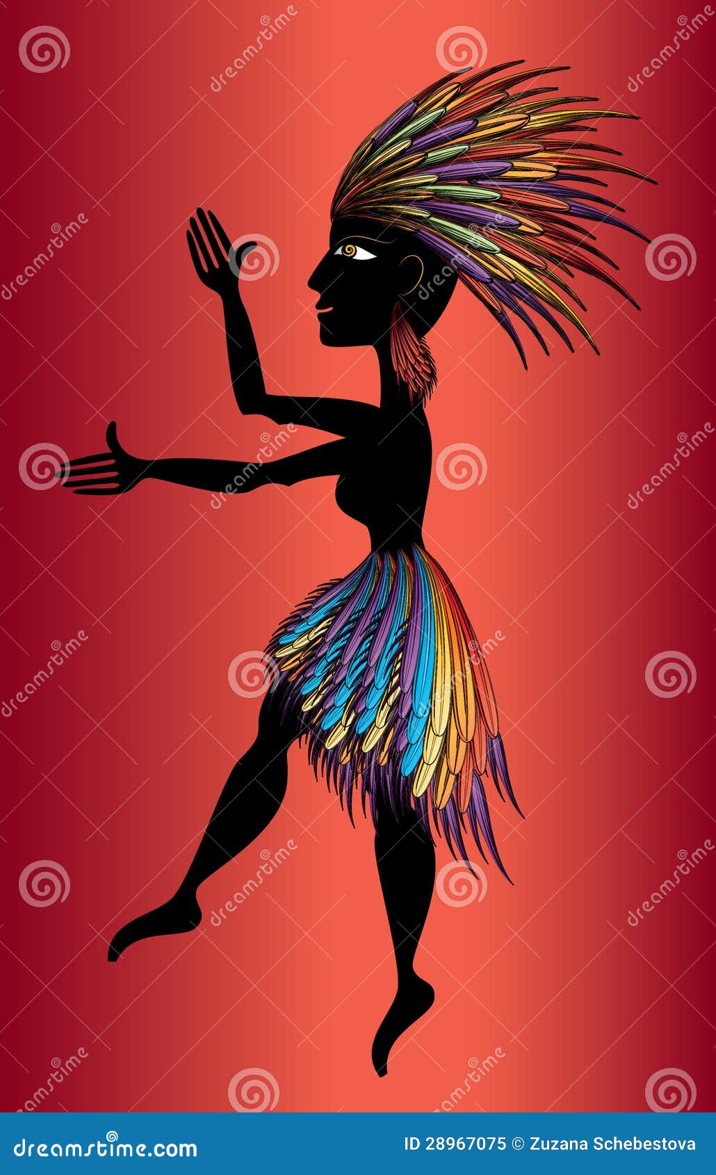 Het Zwarte Inheemse Vrouw Dansen Stock Illustratie - Illustration of ...