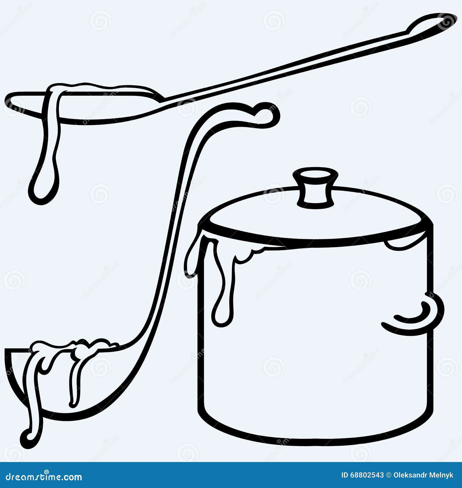 Hete Soep Pan Met Een Gietlepel Vector Illustratie - Illustration of ...