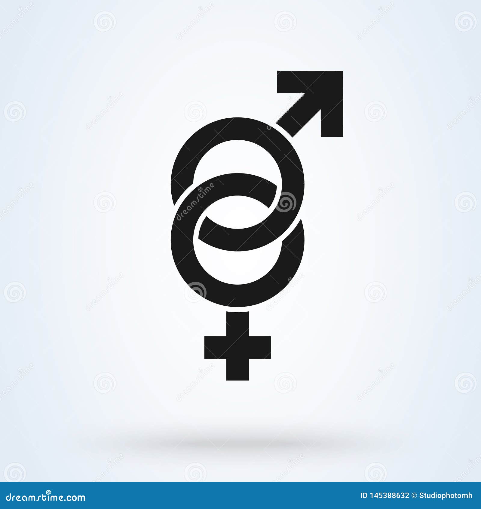 Heterosexual Gender Symbol Icon Vector Male And Female Flat Sign