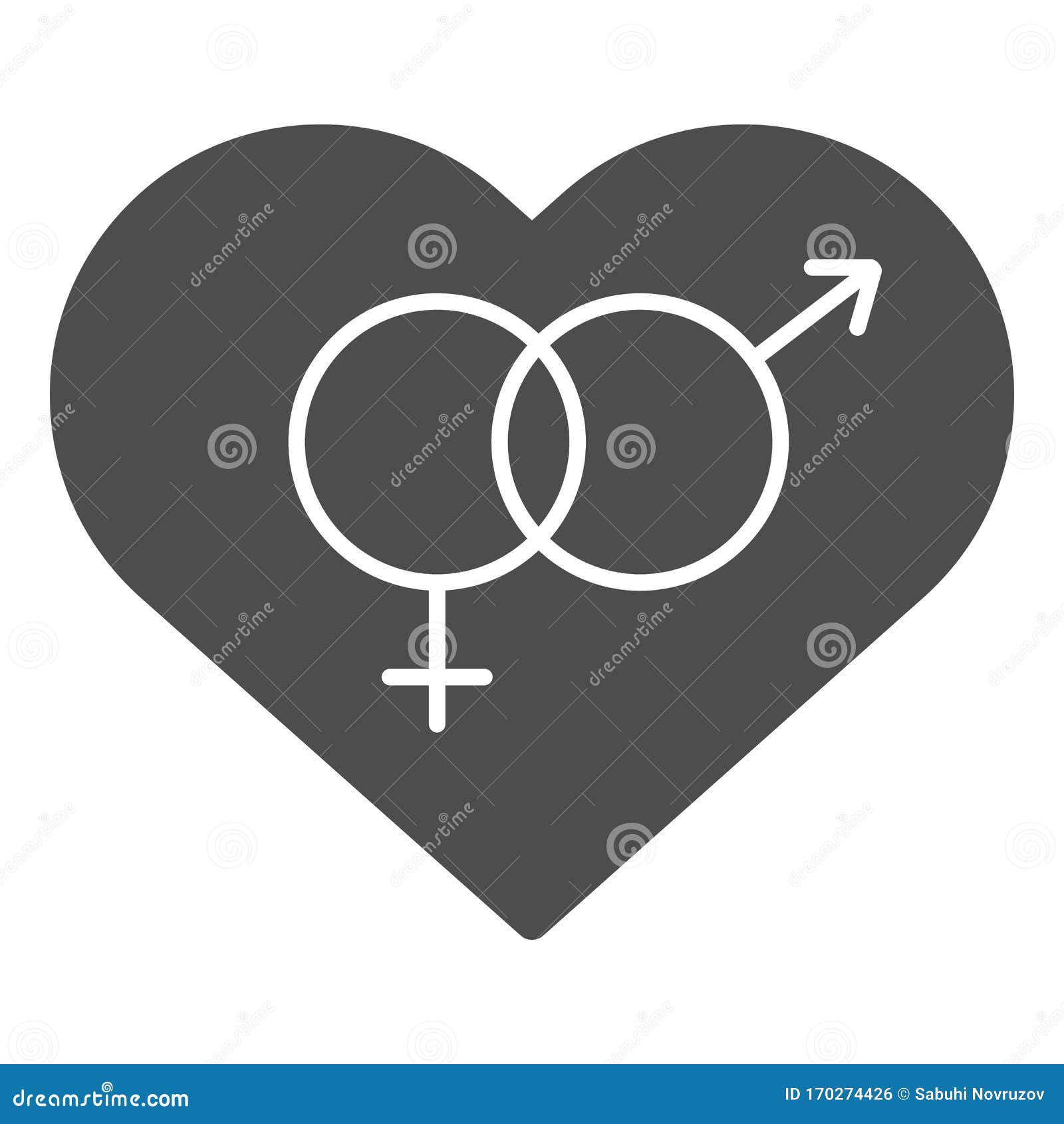 Heterosexual Symbol In Heart Solid Icon Romantic Hetero Heart Symbol