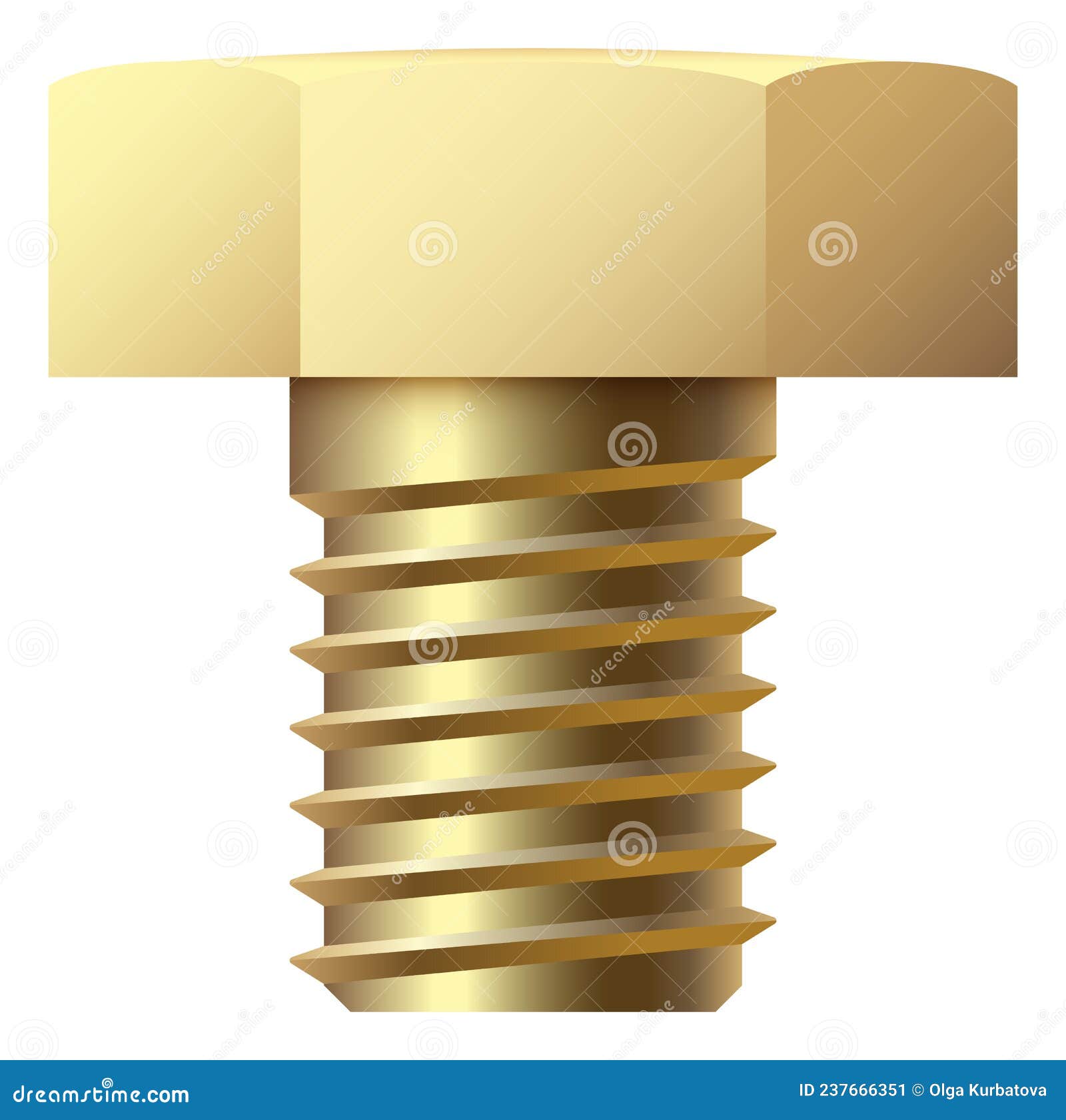 Hex Bolt. Golden Ridge Thread Side View Stock Vector - Illustration of ...