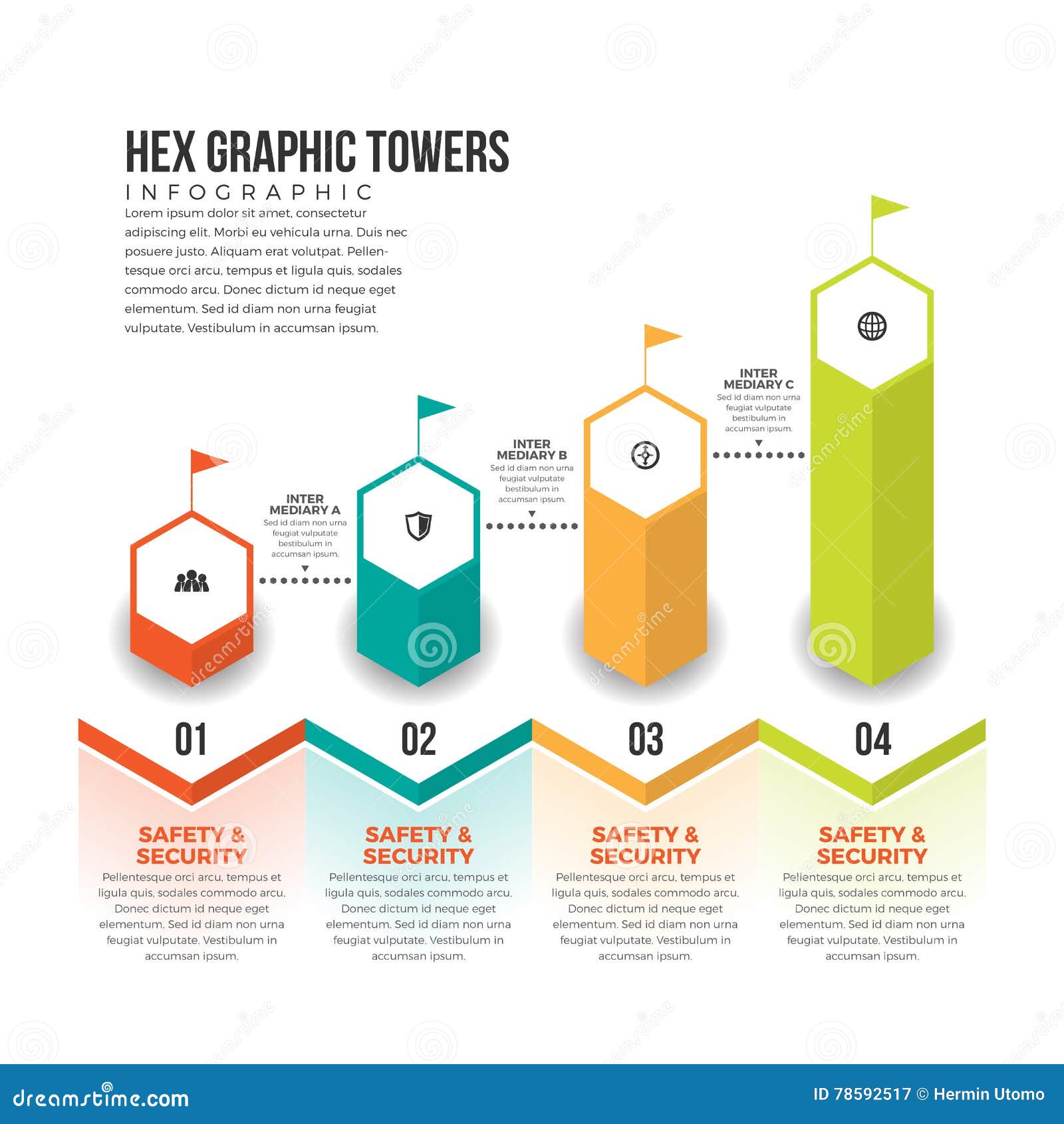 Hex Graphic Towers stock vector. Illustration of copyspace - 78592517