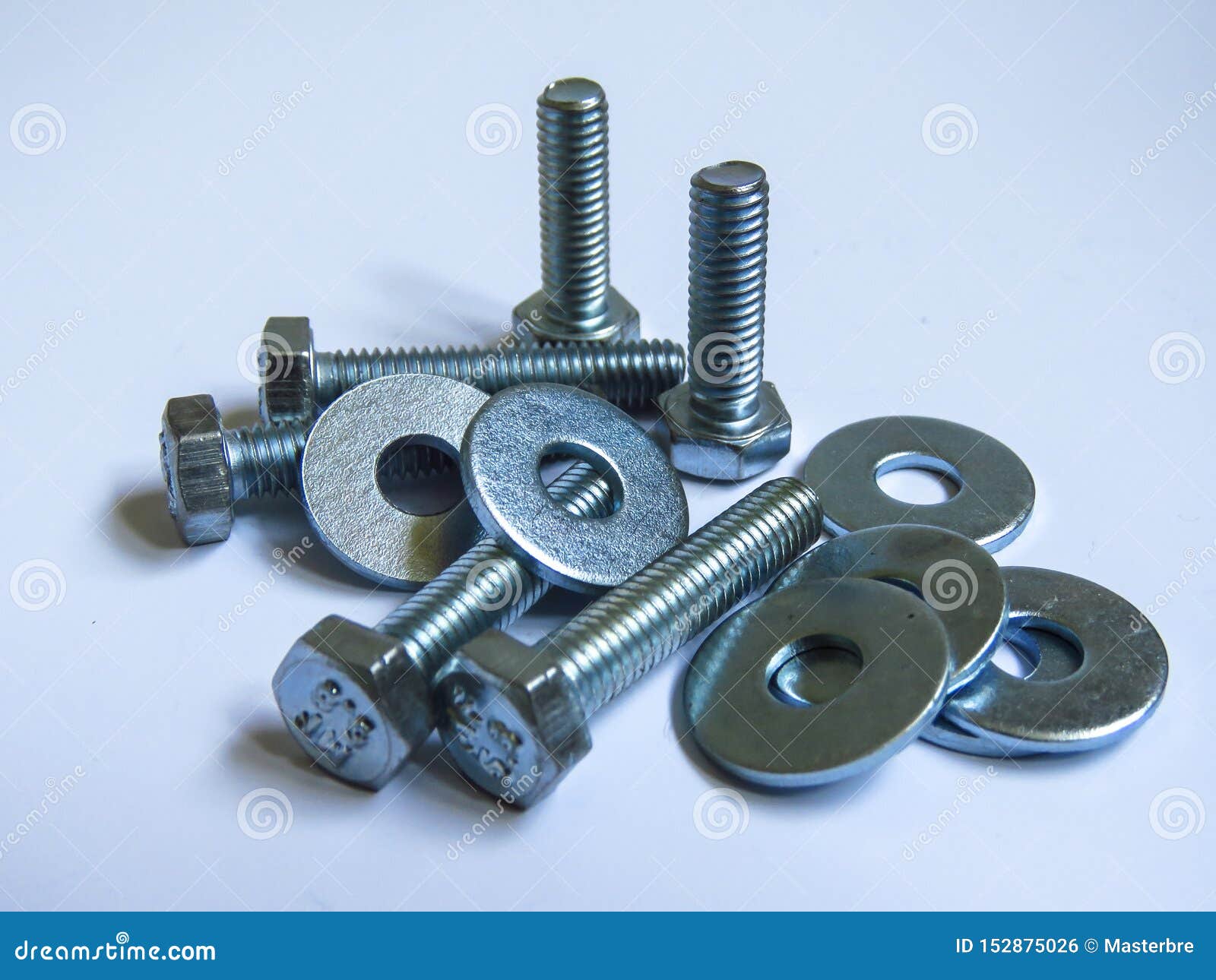 Hex Head Machine Screws with Washers Stock Photo - Image of isolated ...