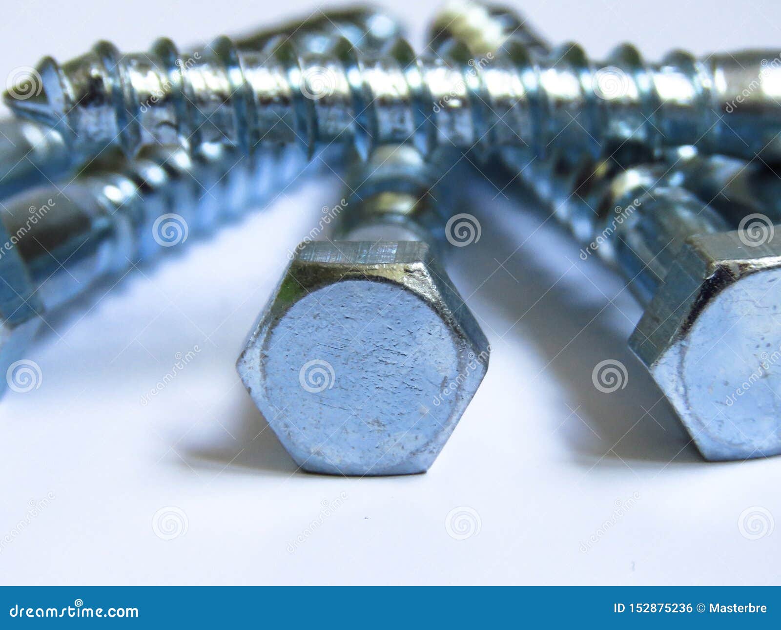 Hex head silver screws stock photo. Image of work, isolated - 152875236
