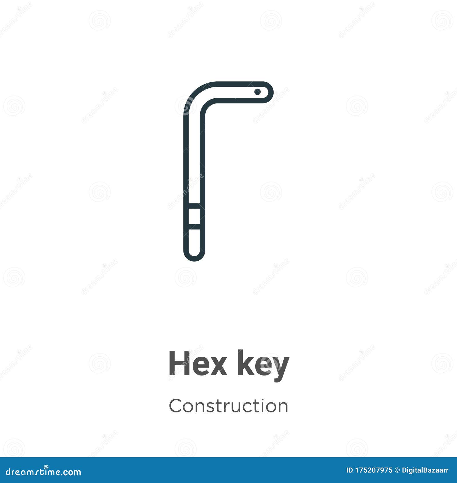 Hex Key Outline Vector Icon. Thin Line Black Hex Key Icon, Flat Vector ...