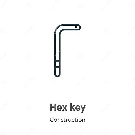Hex Key Outline Vector Icon. Thin Line Black Hex Key Icon, Flat Vector ...