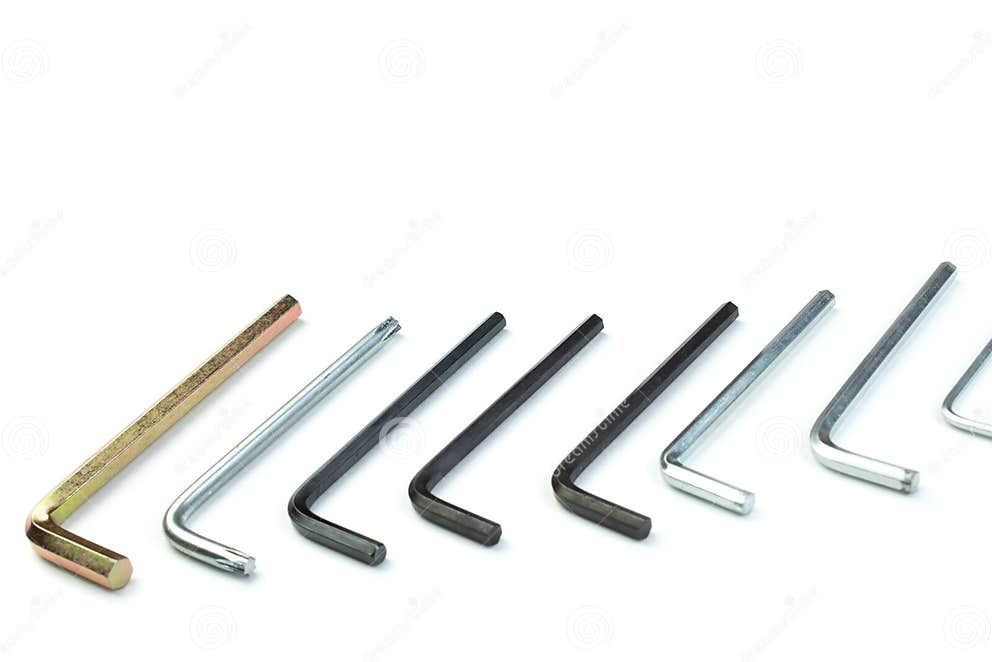Hex Key on White Background. Tools. Top View. Stock Image - Image of ...