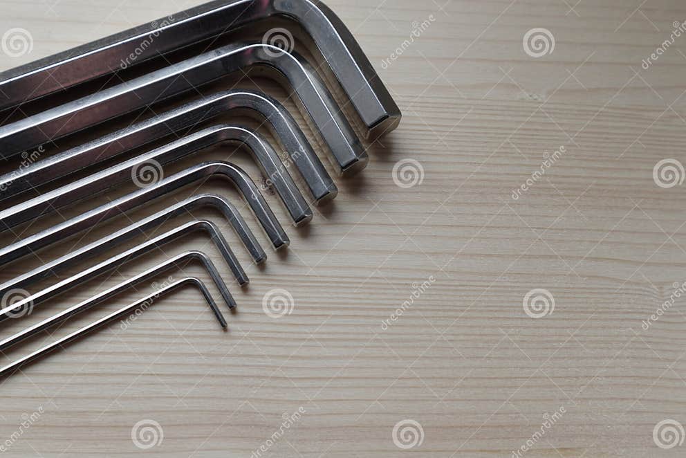 Hex keys on the workbench stock image. Image of torx - 211170473