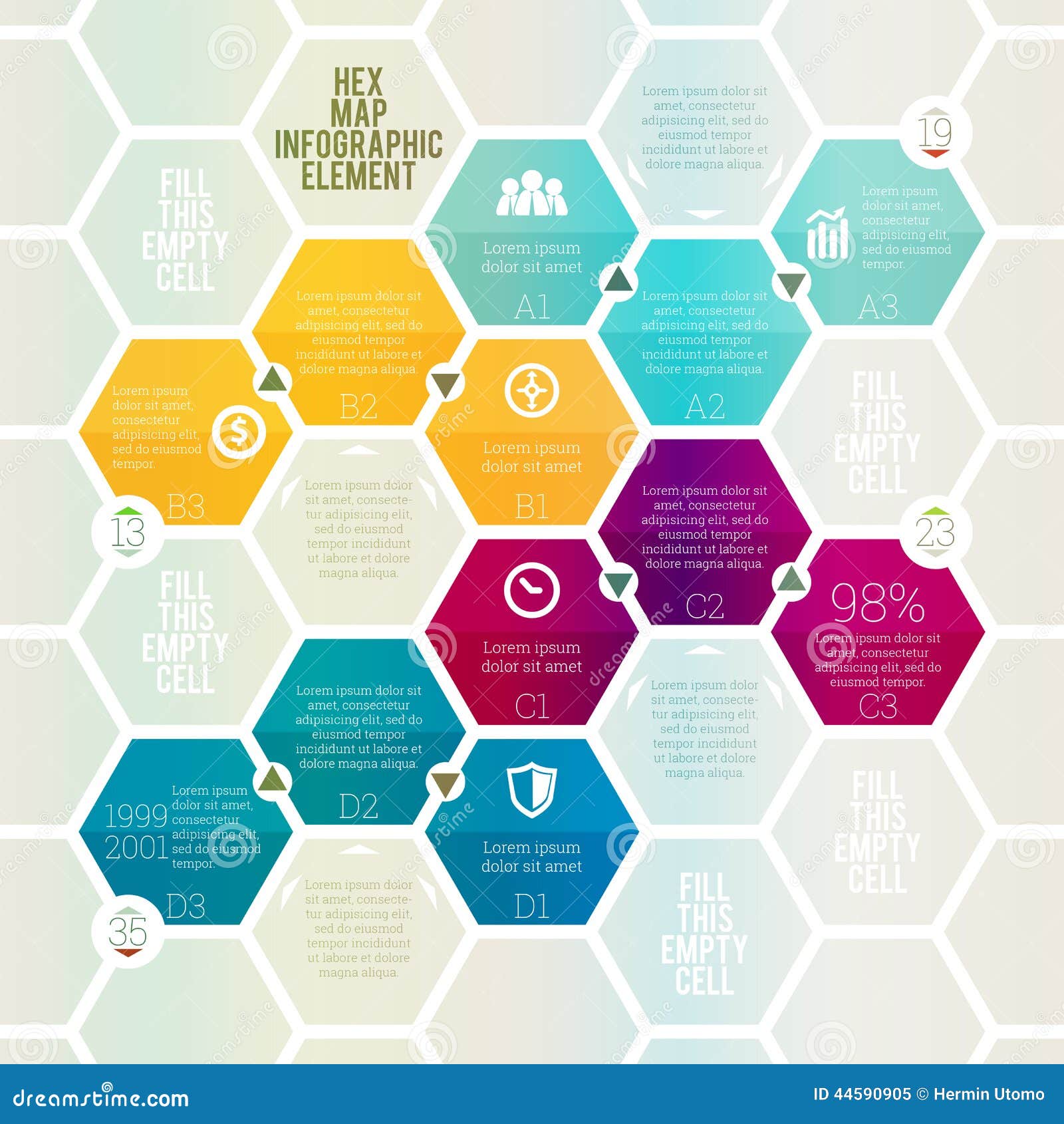 Hex Map Infographic stock vector. Illustration of abstract - 44590905