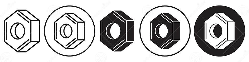 Hex Nut Icon Vector Set Collection for Web Stock Illustration ...
