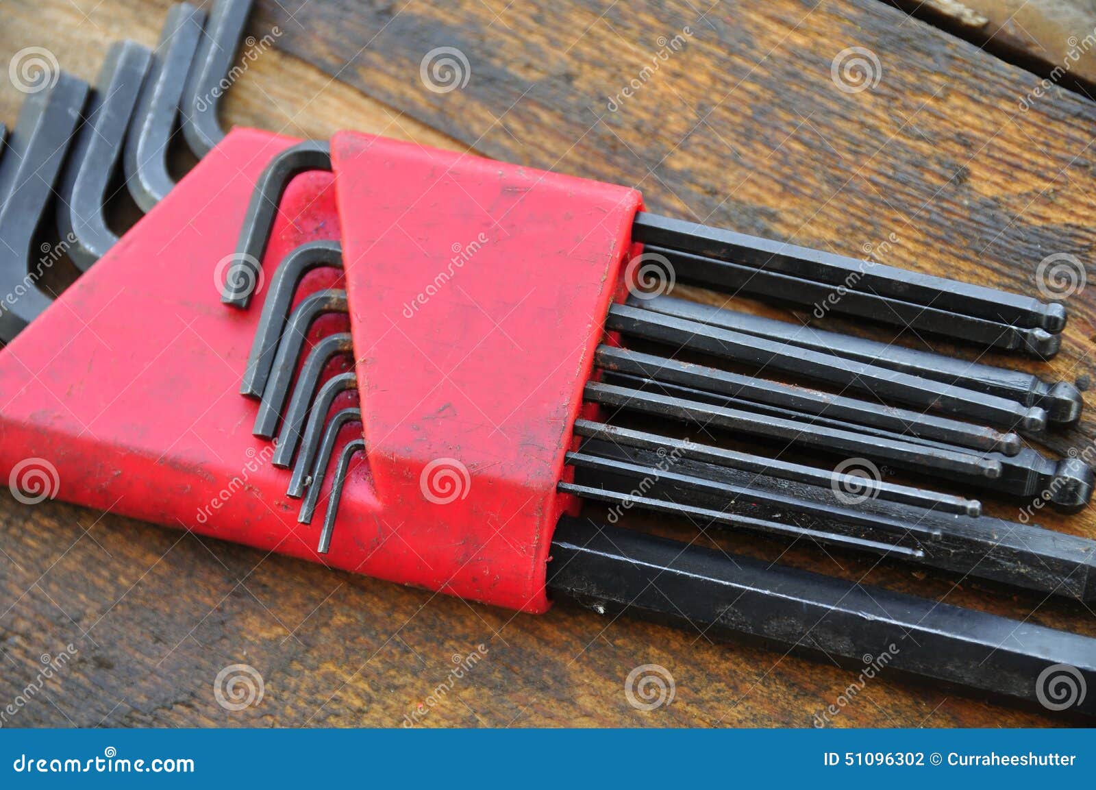 Hex Set of Hand Tools on Wooden Background, Tools Equipment Stock Photo ...