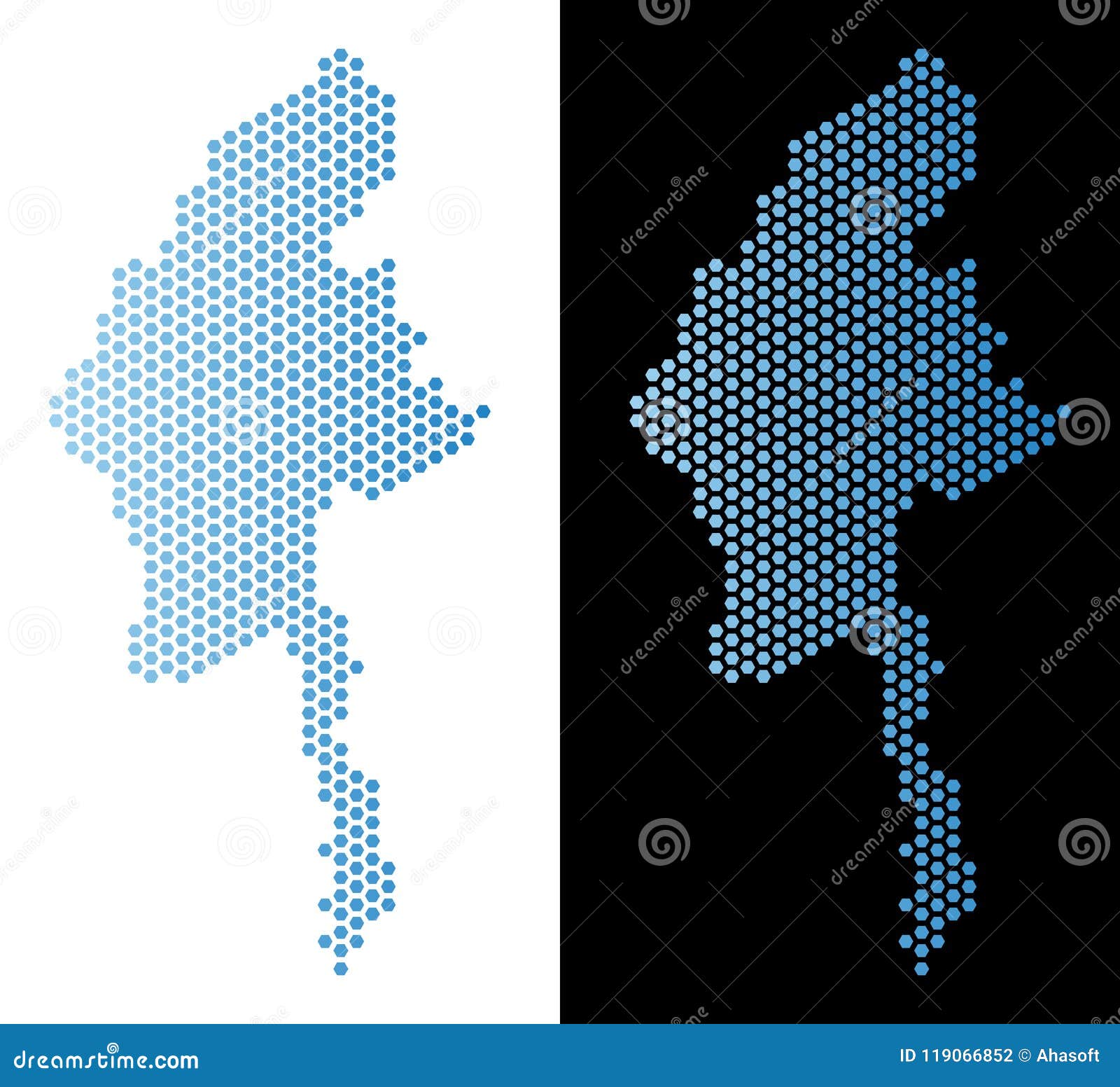 Myanmar Map Hex Tile Abstraction Stock Vector - Illustration of ...