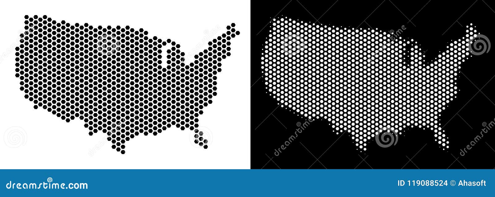 USA Map Hexagon Scheme stock vector. Illustration of gradient - 119088524