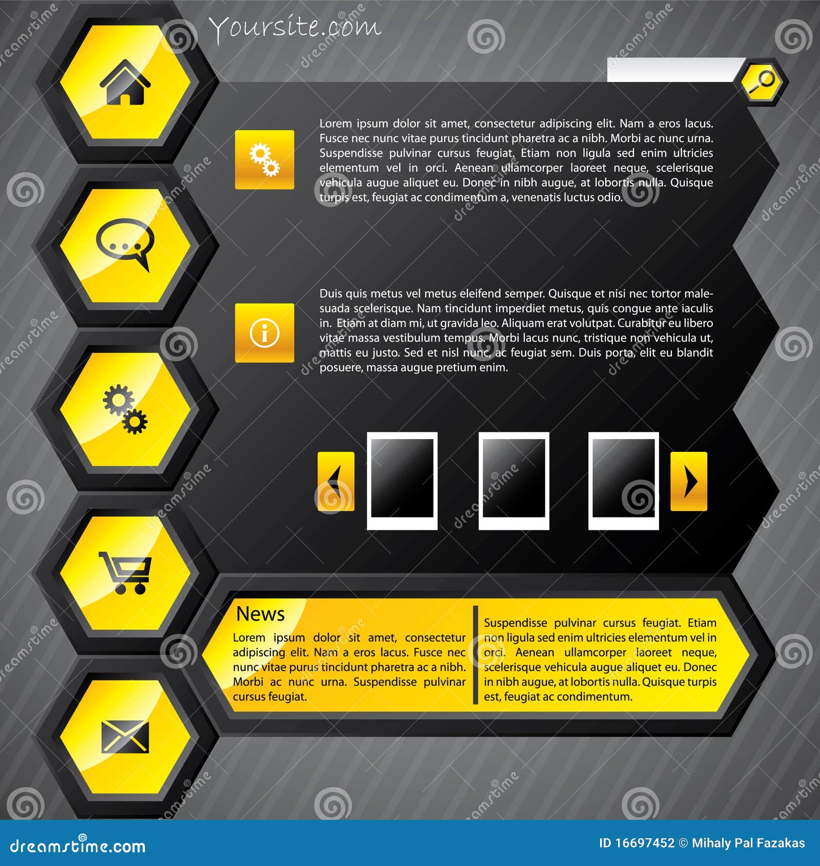 Hexa yellow web template stock vector. Illustration of label - 16697452