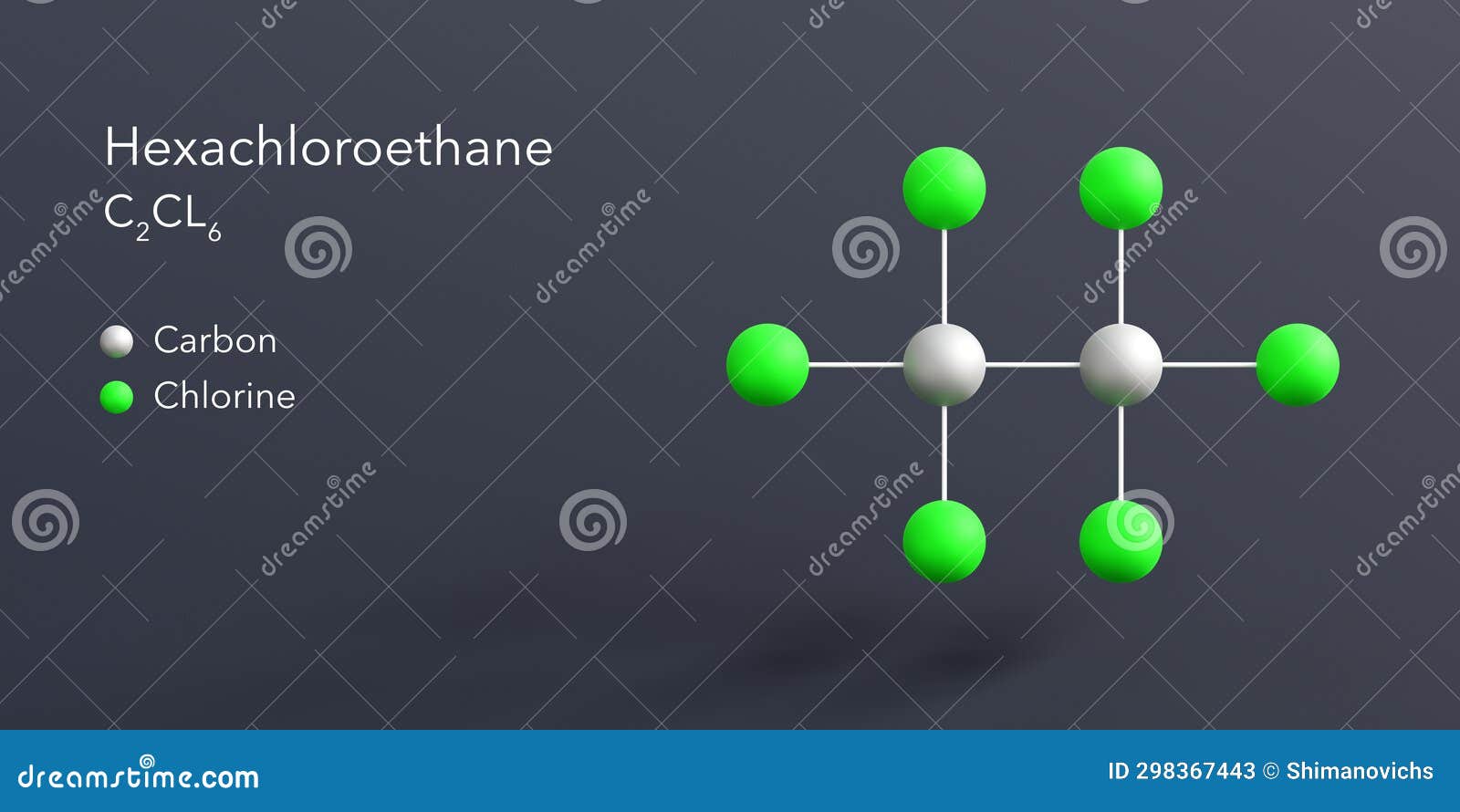 Hexachloroethane Molecule 3d Rendering, Flat Molecular Structure with ...
