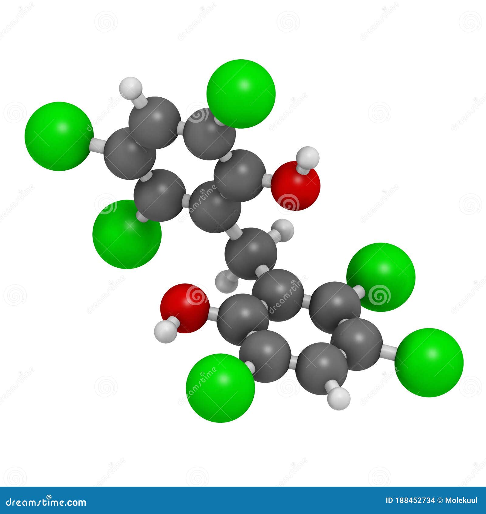 Hexachlorophene Disinfectant Molecule. 3D Rendering Stock Illustration ...