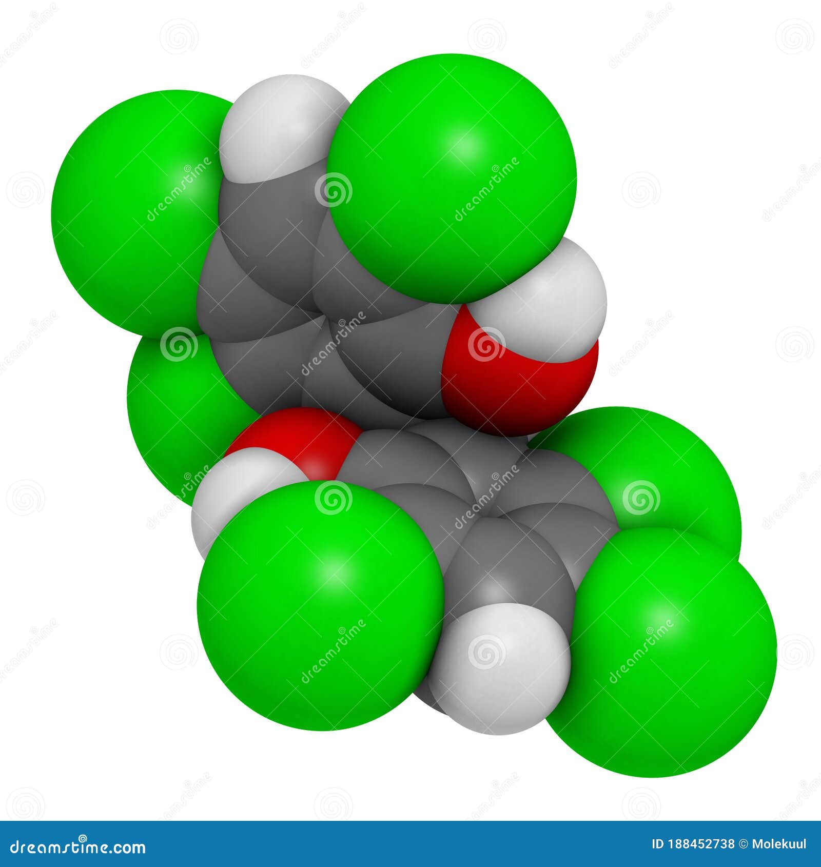 Hexachlorophene Disinfectant Molecule. 3D Rendering Stock Illustration ...
