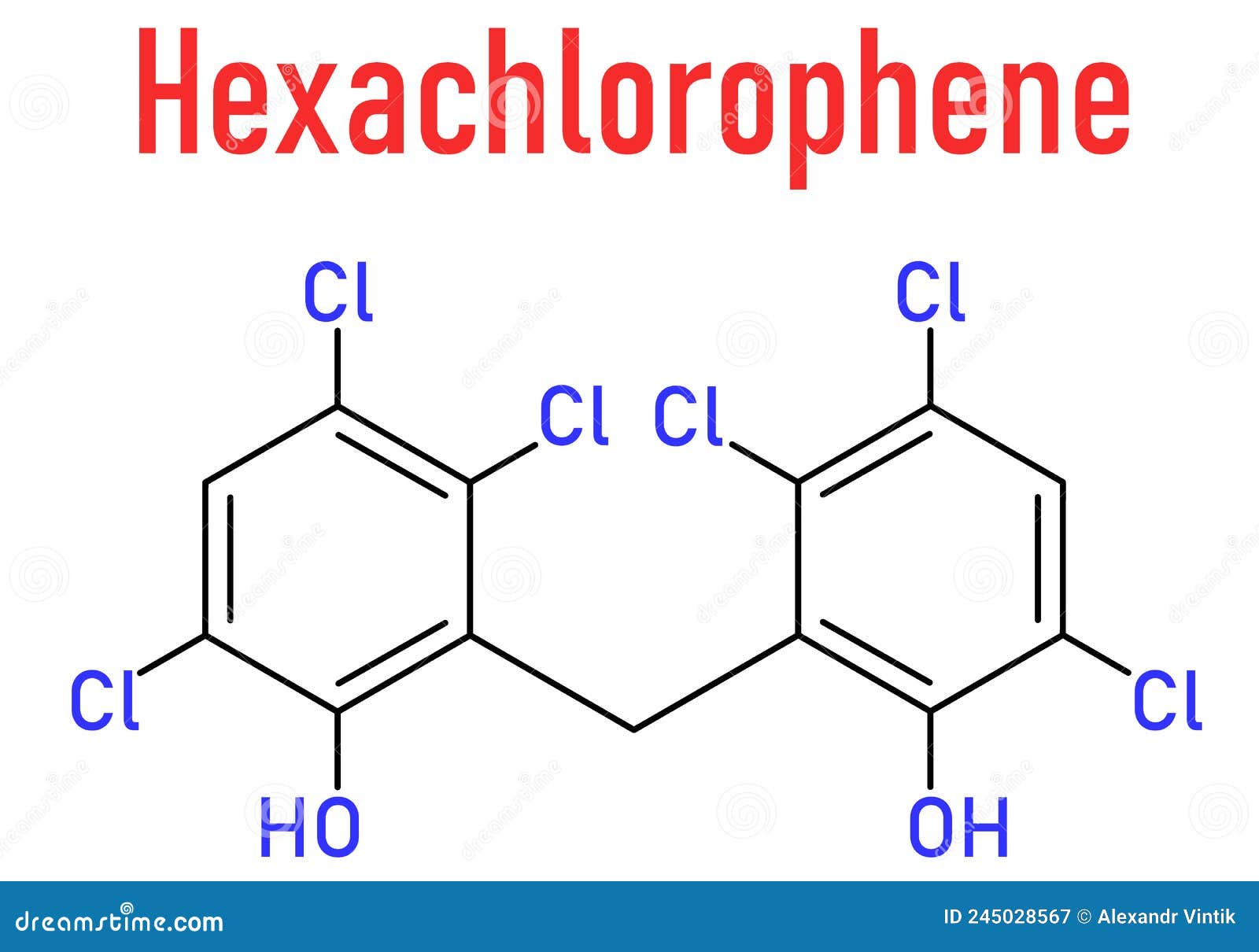 Hexachlorophene Disinfectant Molecule. Skeletal Formula. Royalty-Free ...