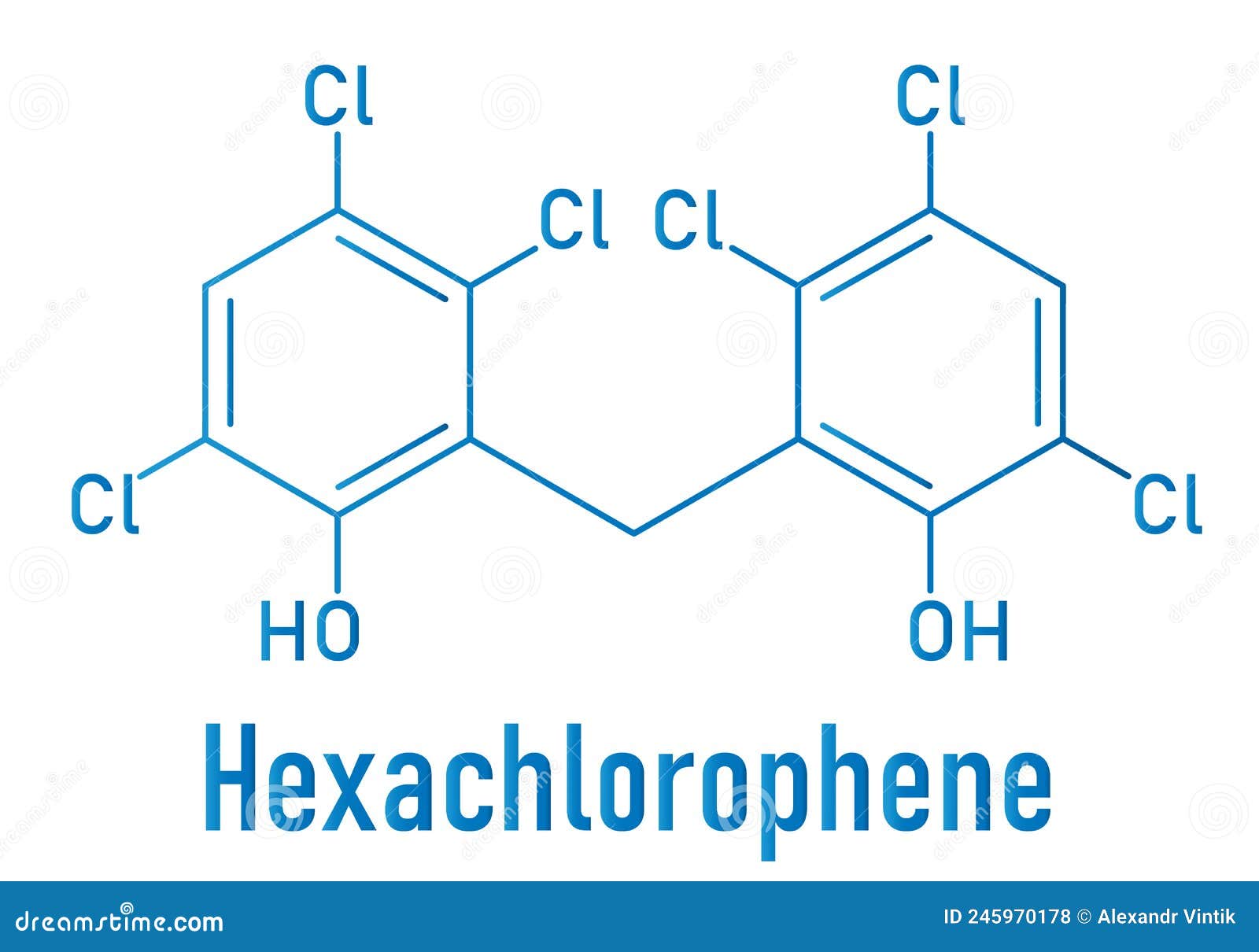 Hexachlorophene Disinfectant Molecule. Skeletal Formula Stock Vector ...