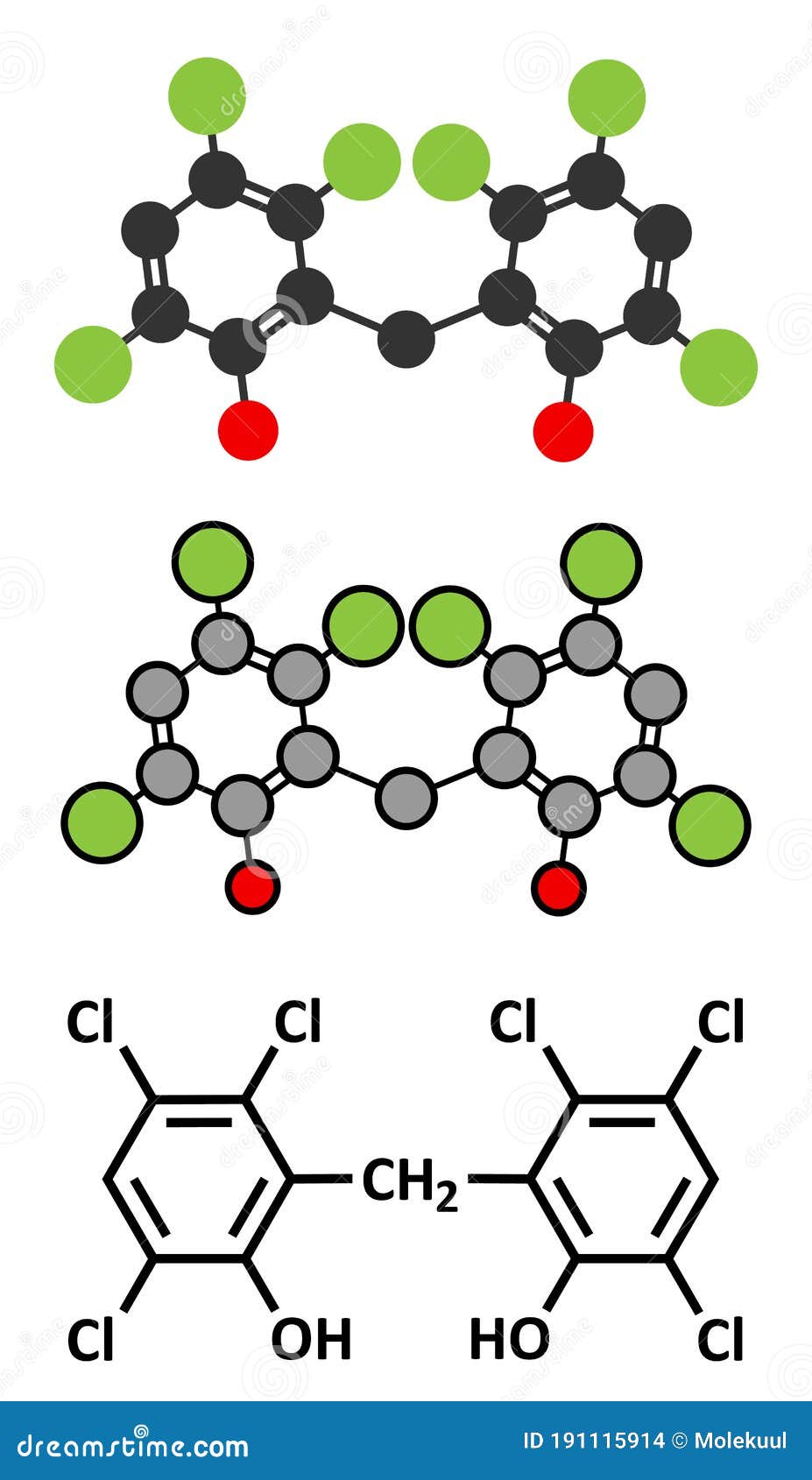 Hexachlorophene Disinfectant Molecule Stock Vector - Illustration of ...