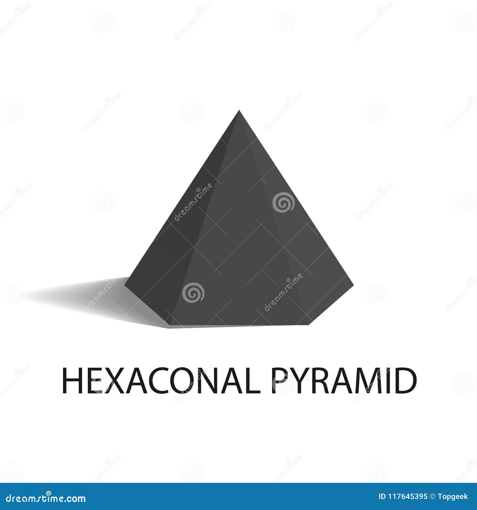 Hexaconal Pyramid Geometric Shape in Black Color Stock Vector ...