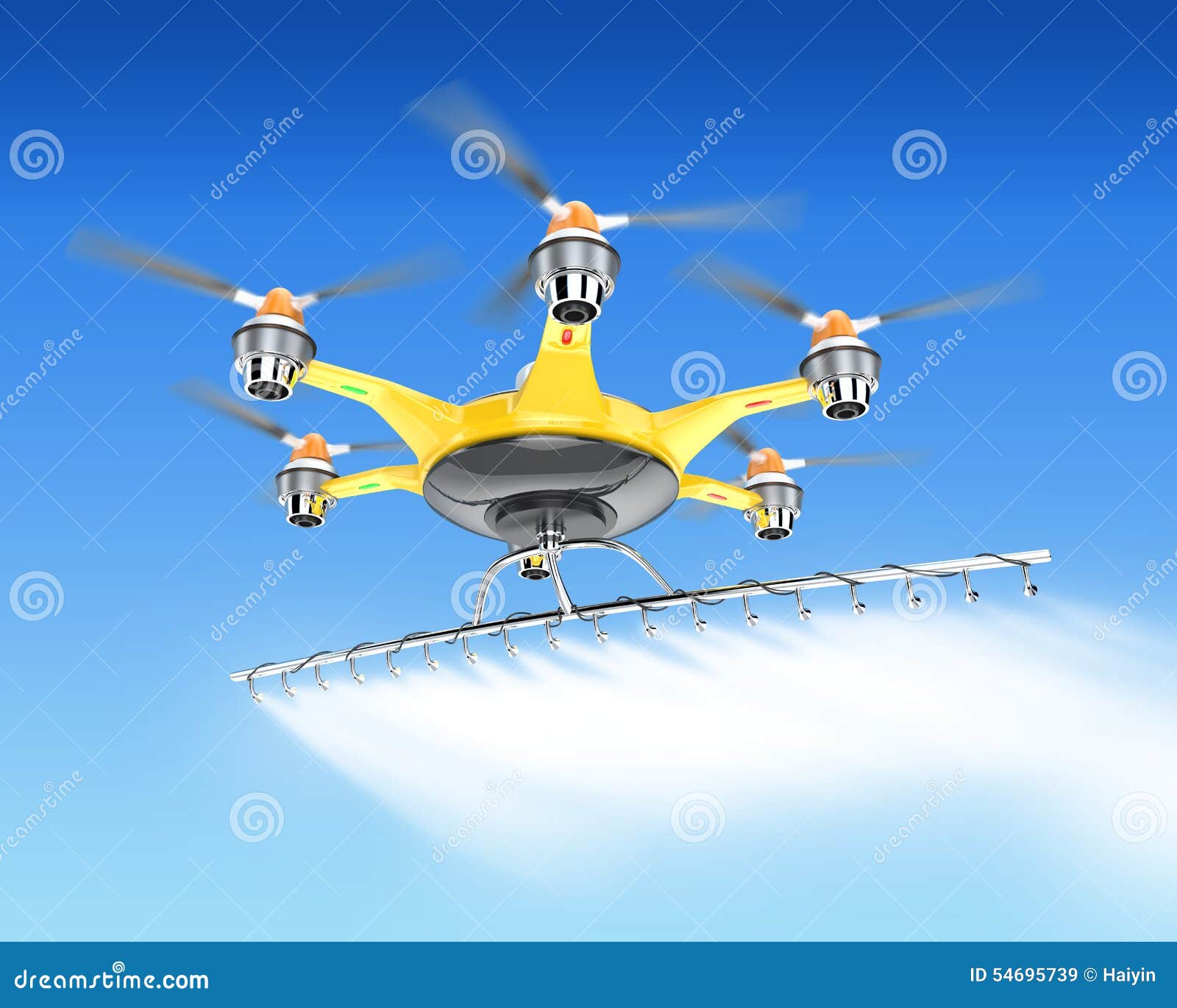 Hexacopter with Crop Sprayer Flying in the Sky Stock Illustration ...