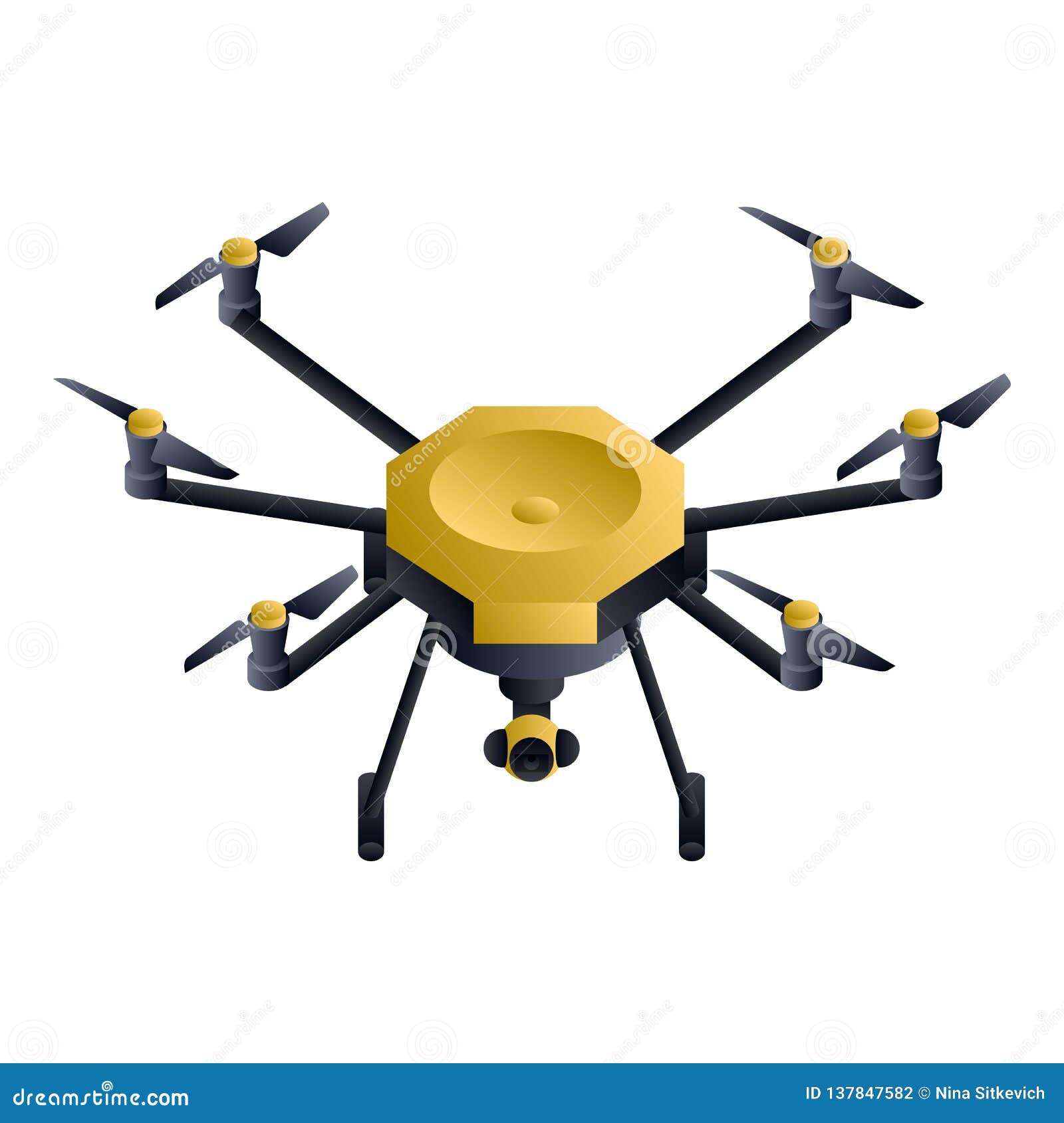 Hexacopter Drone Icon, Isometric Style Stock Vector - Illustration of ...