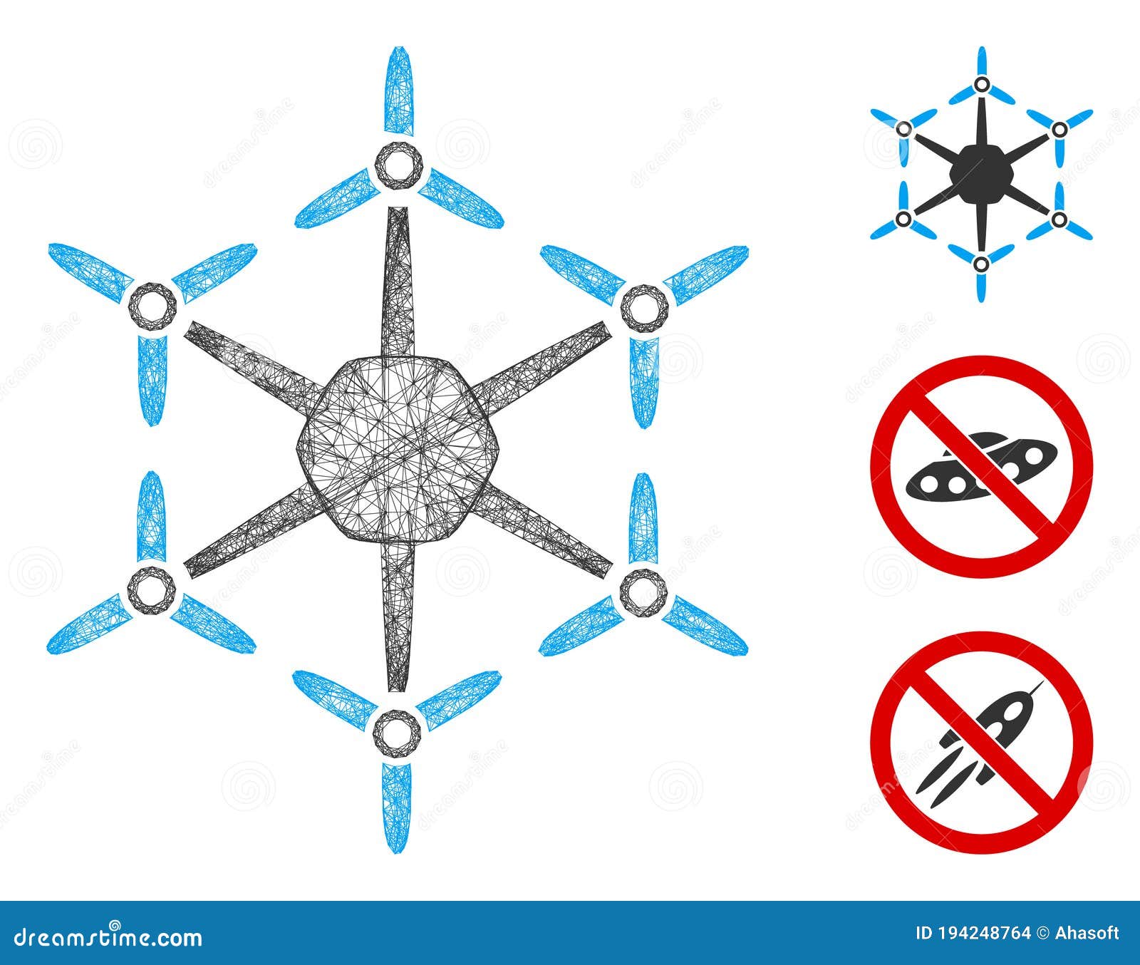 Hexacopter Polygonal Web Vector Mesh Illustration Stock Vector ...