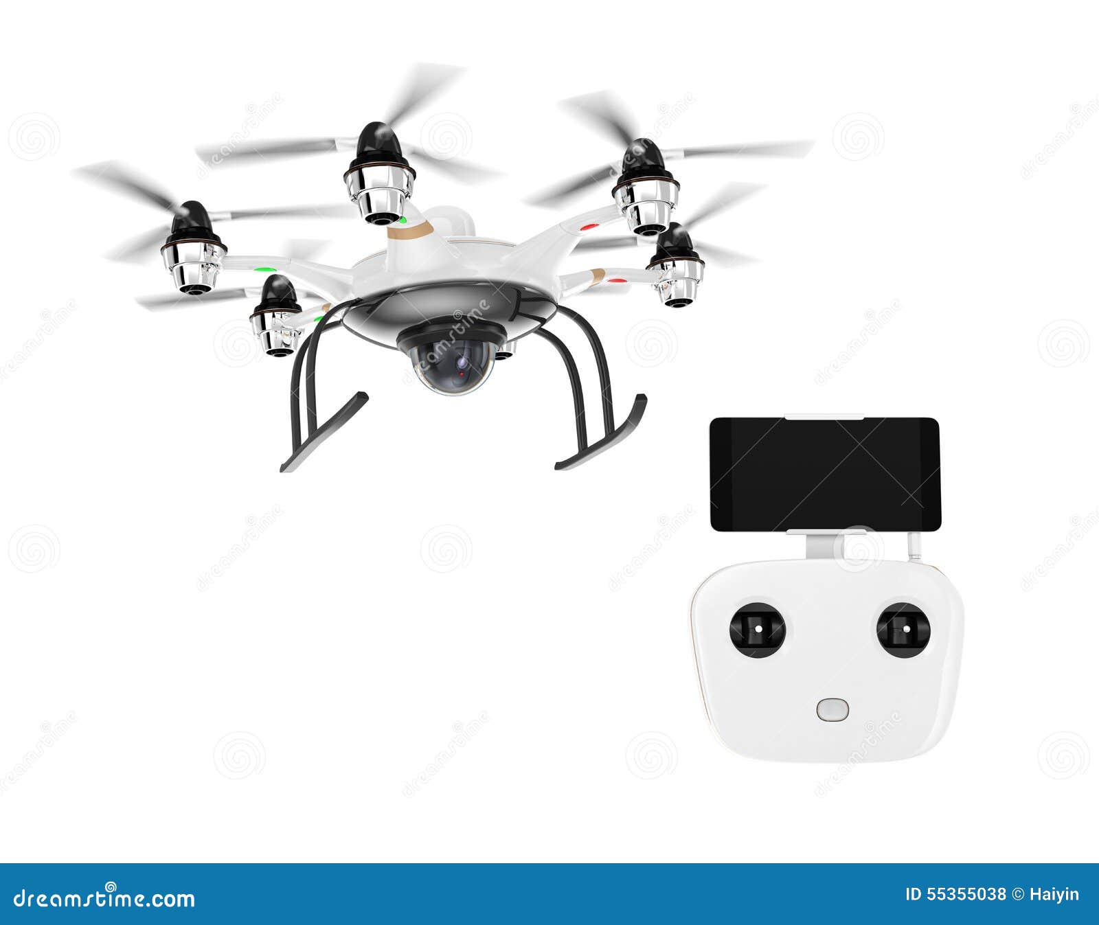 Hexacopter and Remote Controller Isolated on White Background. Stock ...